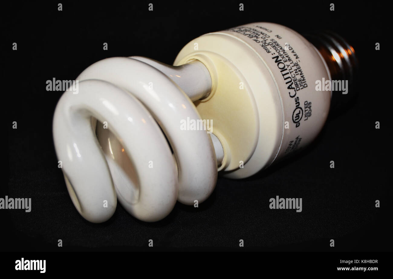 10 Watt Energy Efficient Light Bulb on Black Background Stock Photo - Alamy