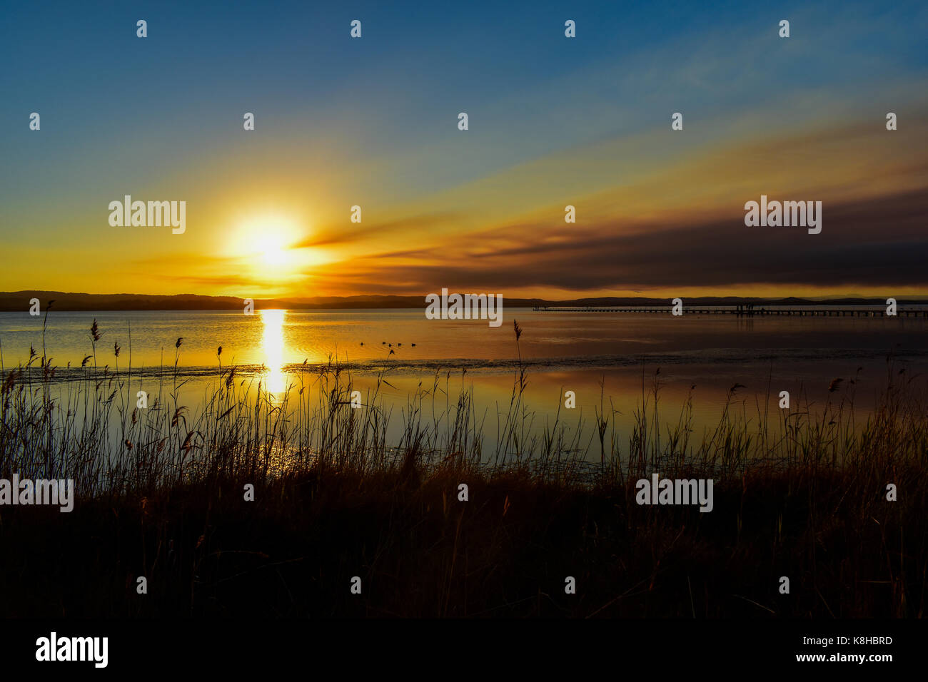 Watching the sunset along the Long Jetty , NSW Stock Photo - Alamy