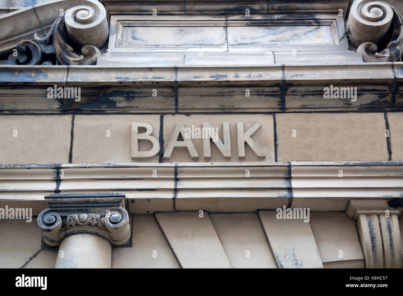 Bank Sign on Building Facade Stock Photo - Alamy