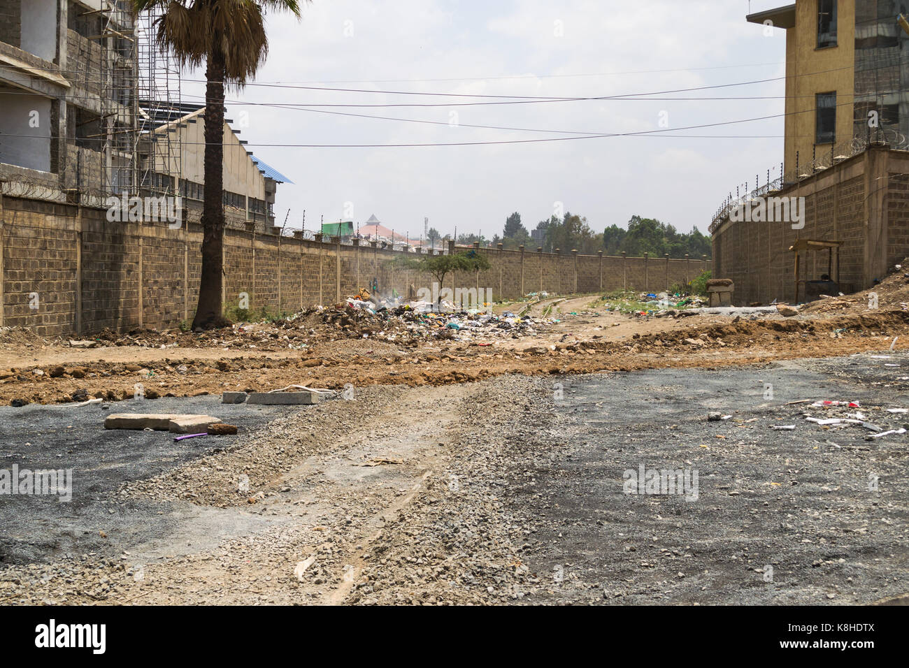 View of train tracks which have been partially removed due to roadworks ...