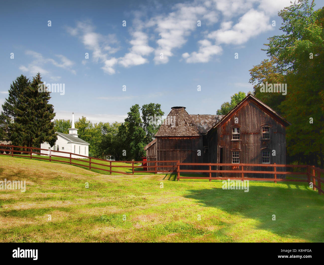 Hamilton, New York, USA. September 17, 2017. The Americana Villlage, a ...