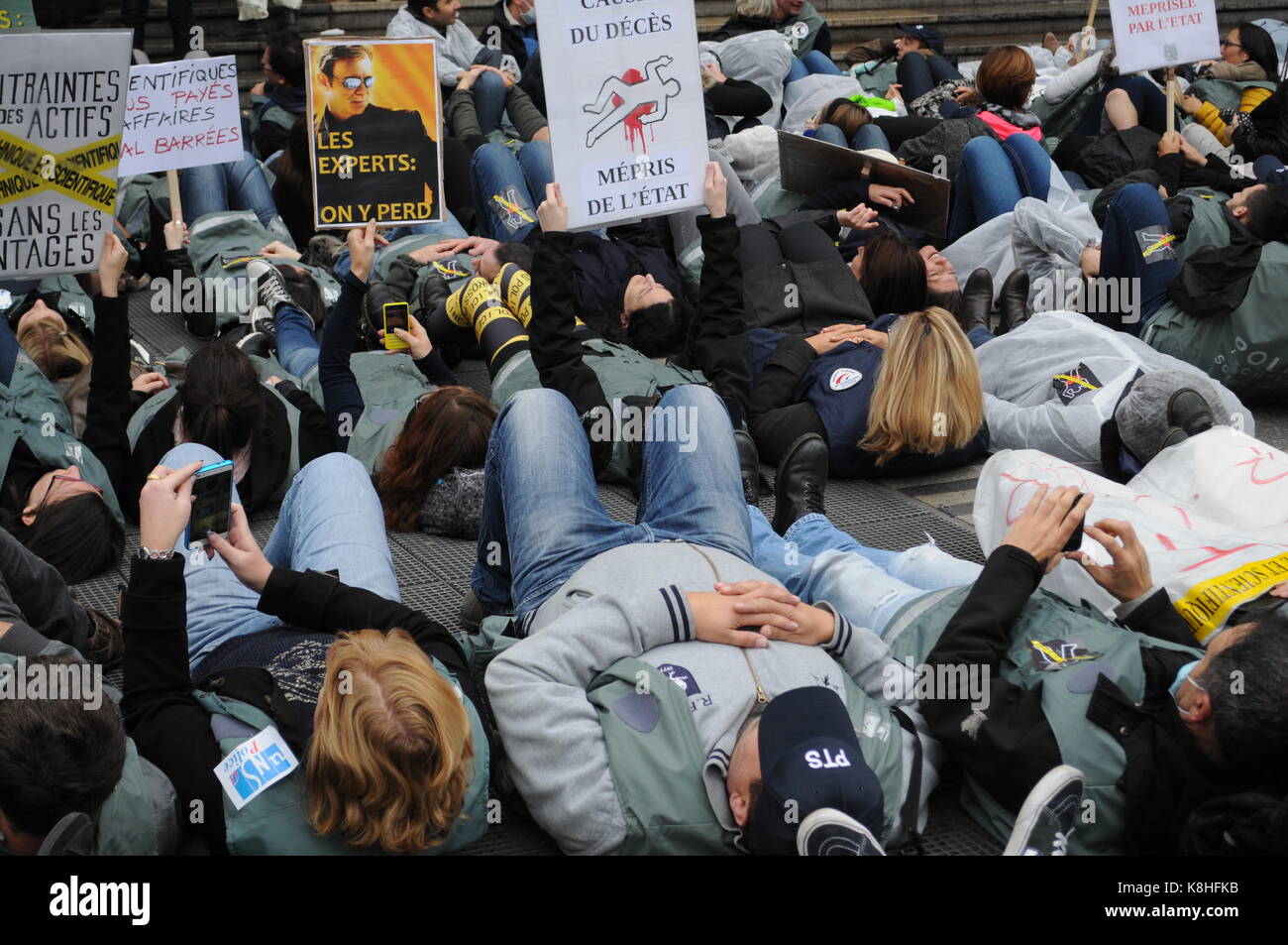 Forensic police officers demonstrate in Lyon, France Stock Photo - Alamy
