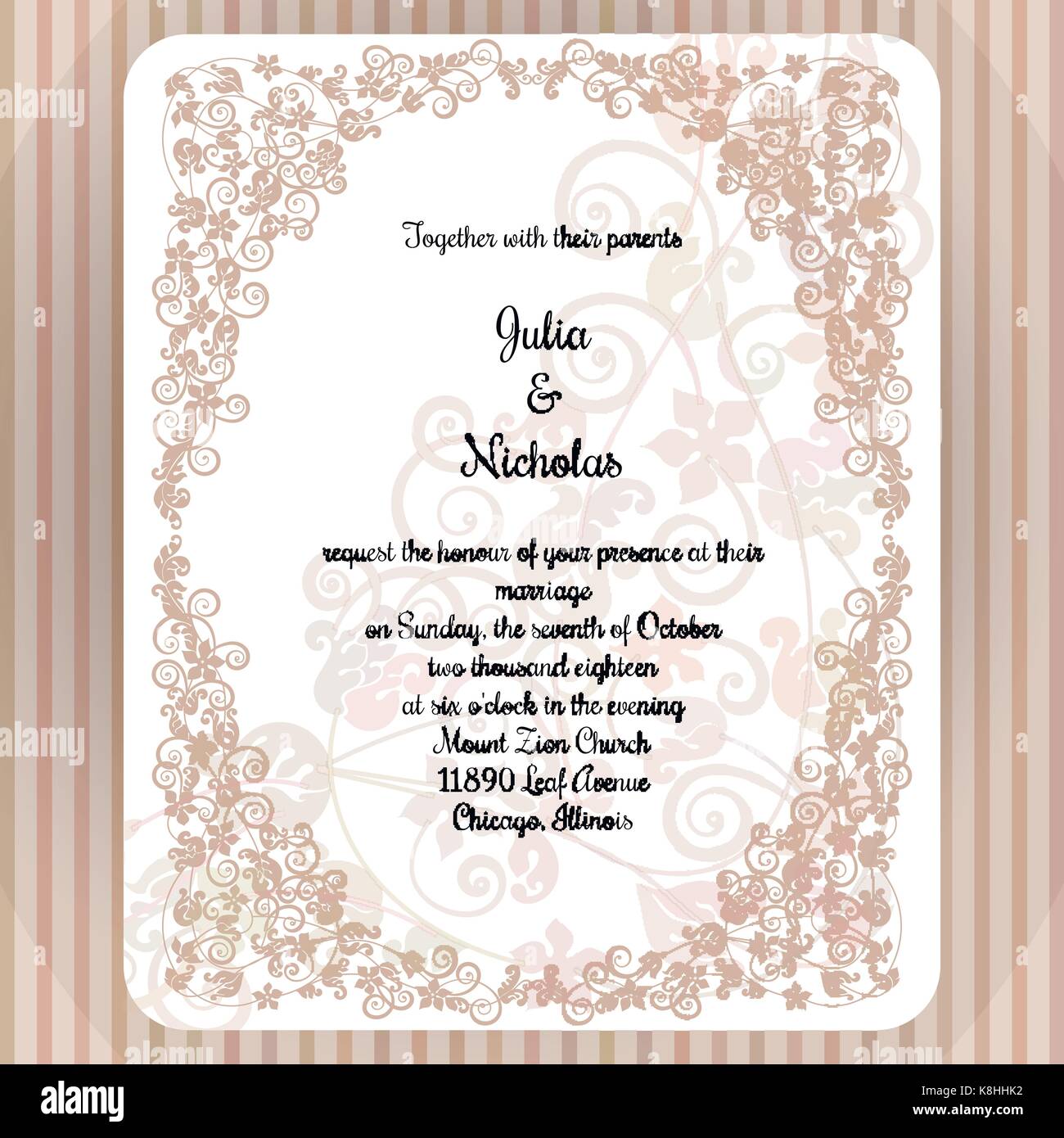 Beautiful wedding card with floral decoration and elegant frame Stock ...