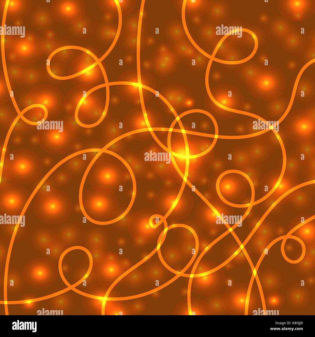 Orange glowing background with paper streamer and soft bokeh.Vector ...