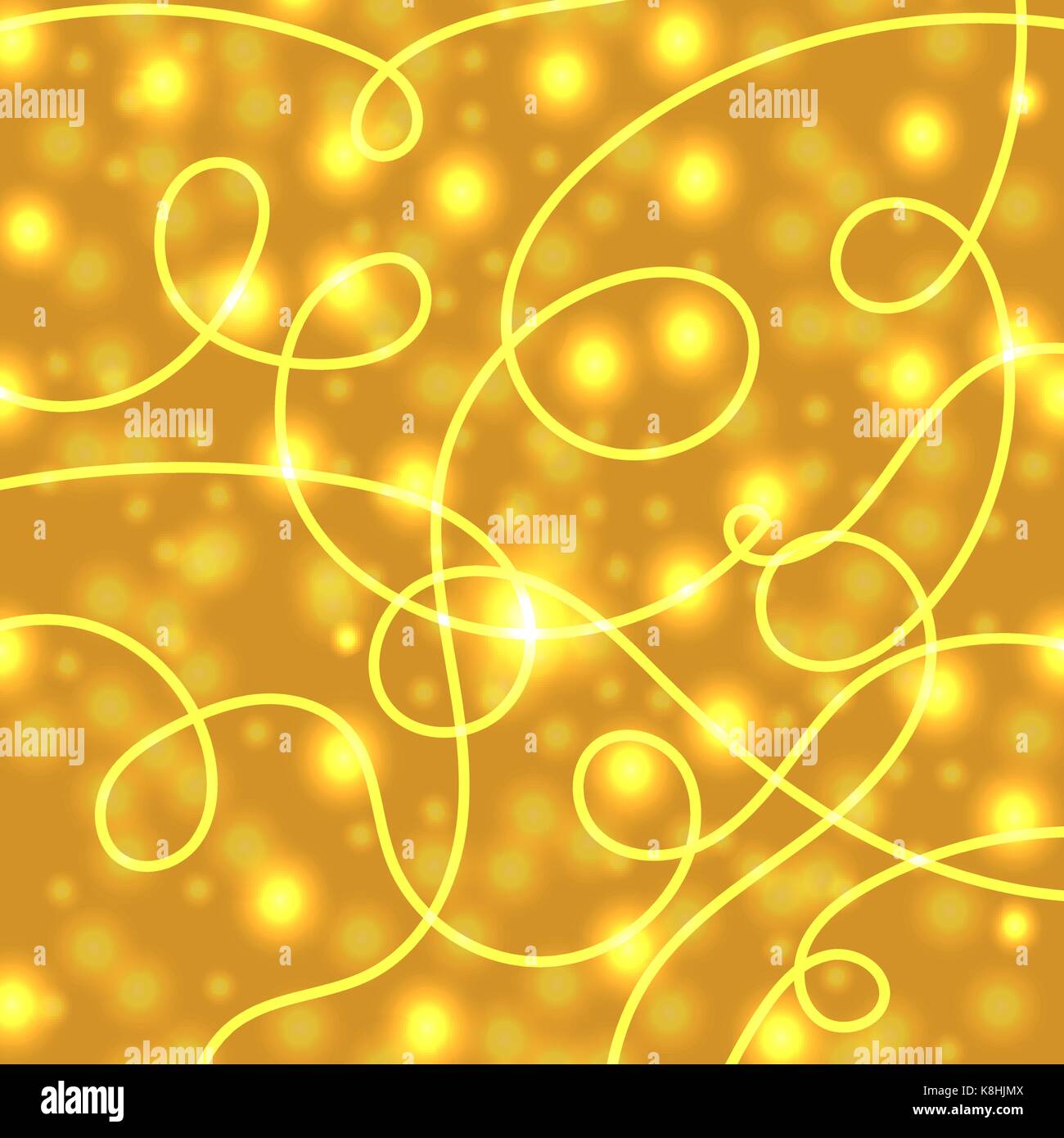 Yellow glowing background with paper streamer and soft bokeh.Vector ...