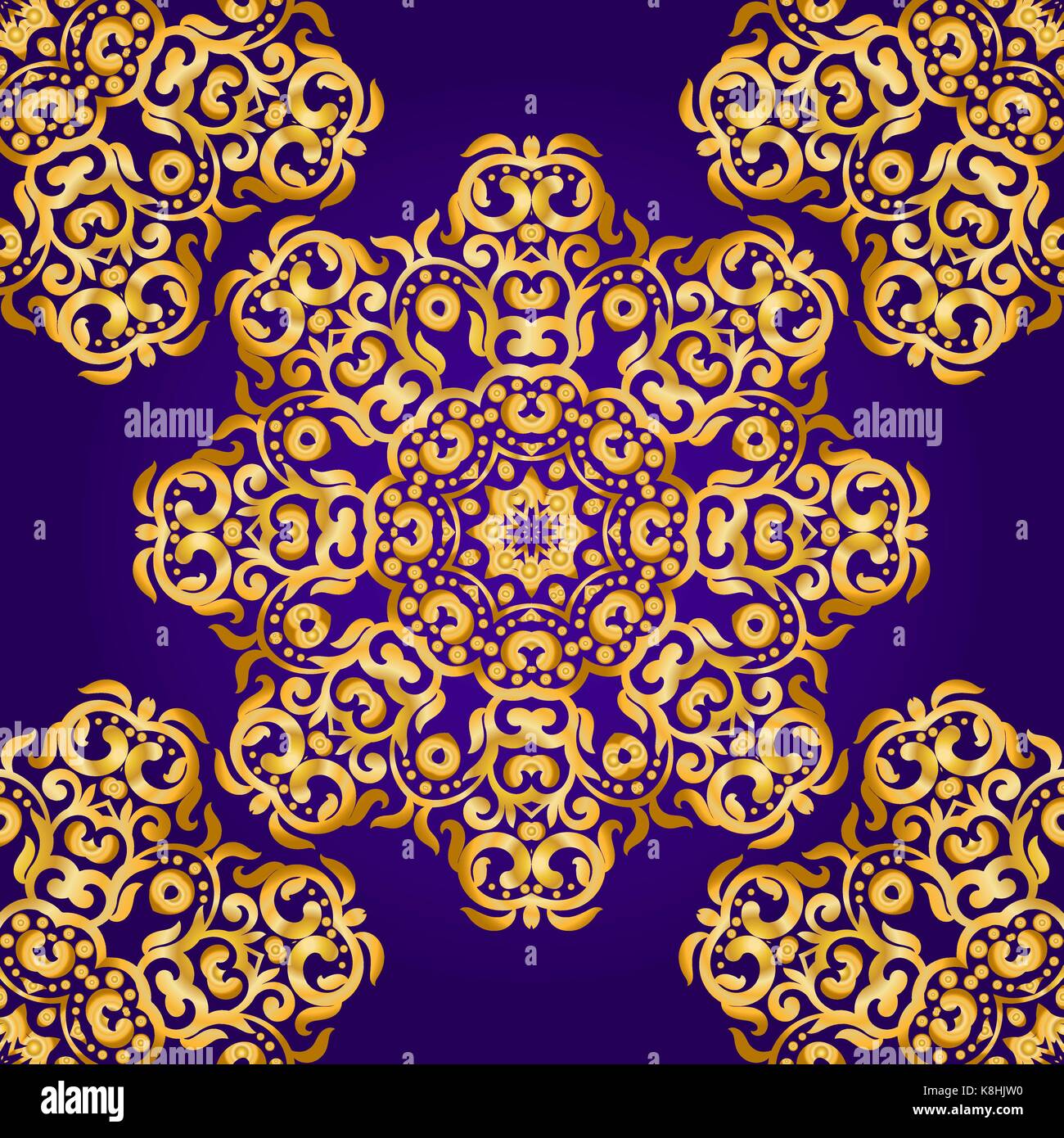 Rich gold seamless pattern in the Indian style. Bohemian Cards with ...