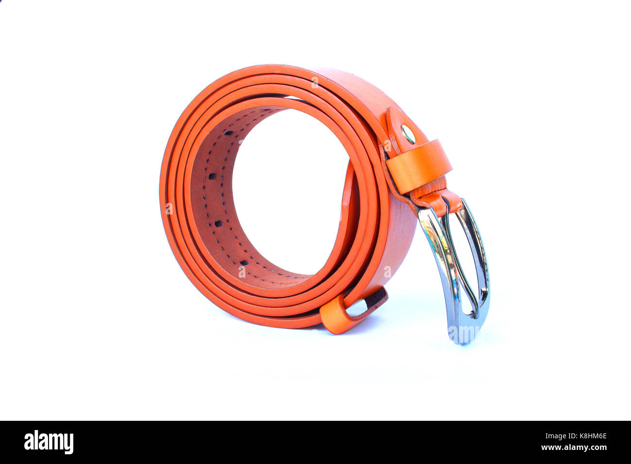 belt orange color on isolated white Stock Photo - Alamy