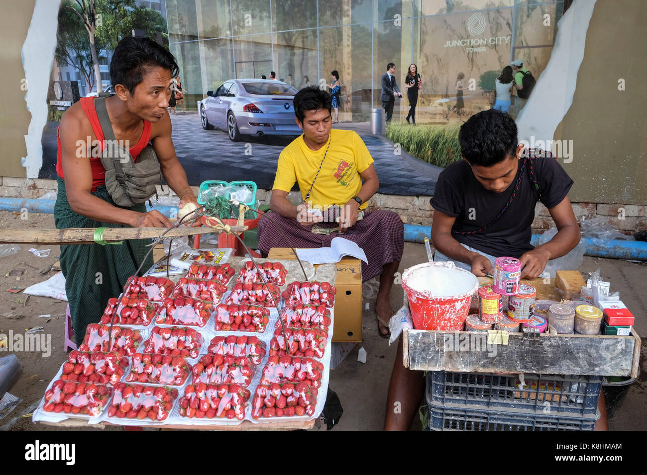 Burma, Myanmar: strawberry and betel peddlers in Rangoon Stock Photo ...