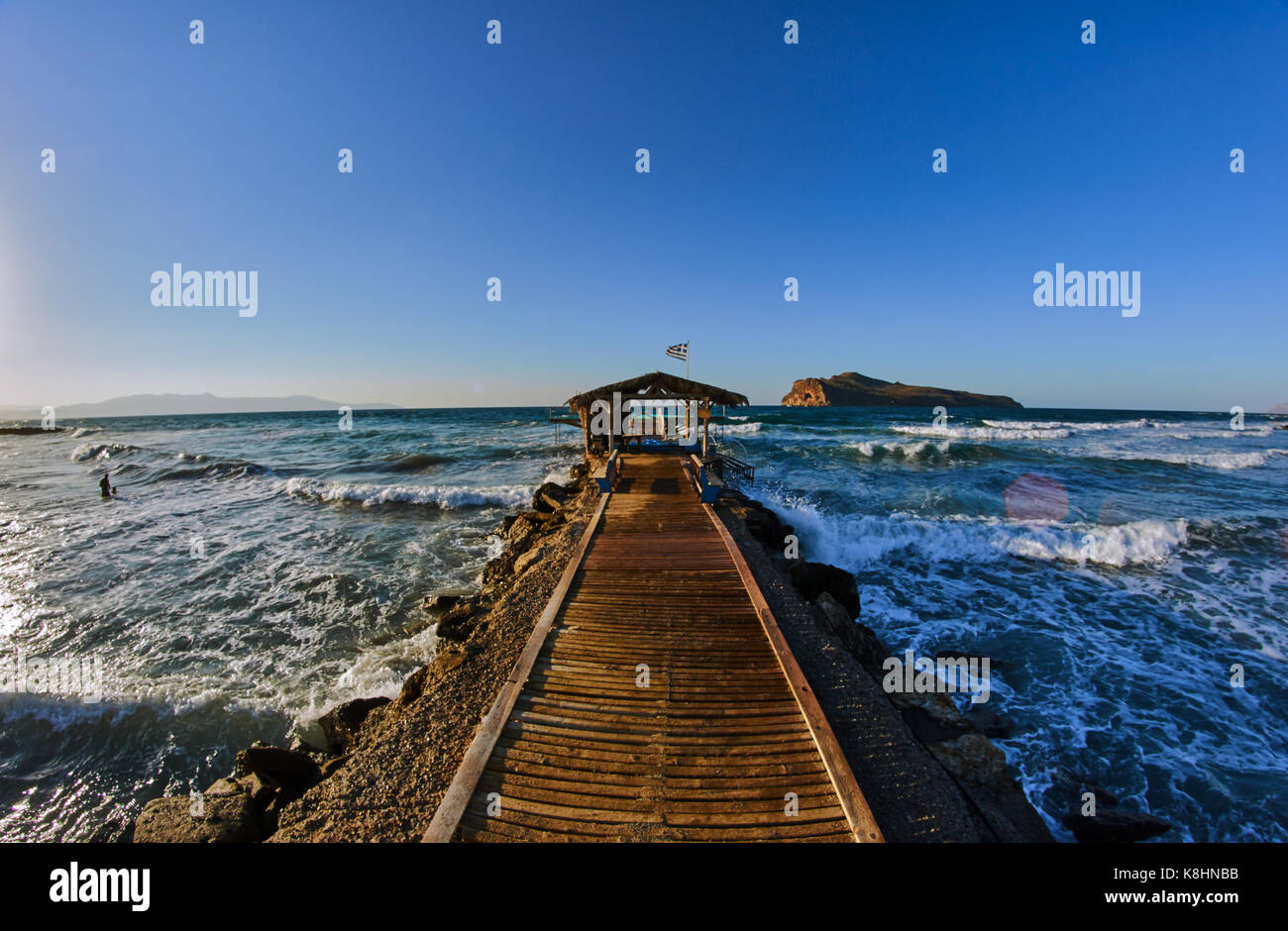 Bridge on the beach on the island of Crete, Greece Stock Photo - Alamy