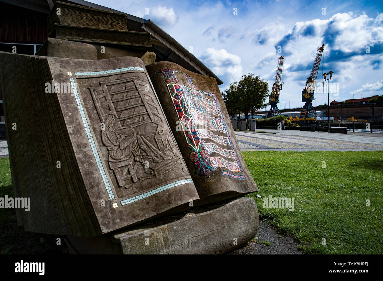 A sculpture depicting the Codex Amiatinus, oldest surviving single ...