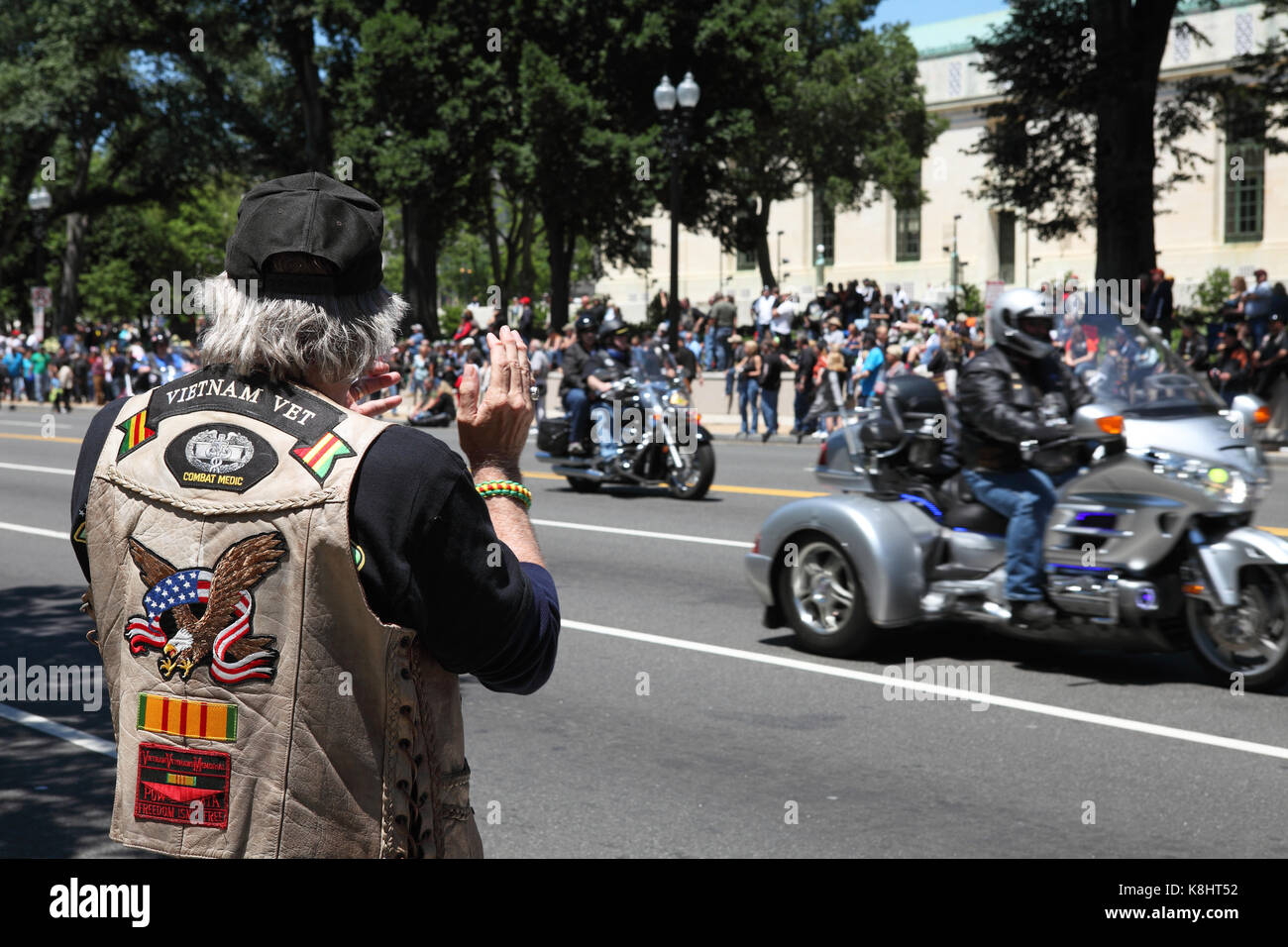 Bikers ride along Constitution Avenue at the 26th annual Rolling ...