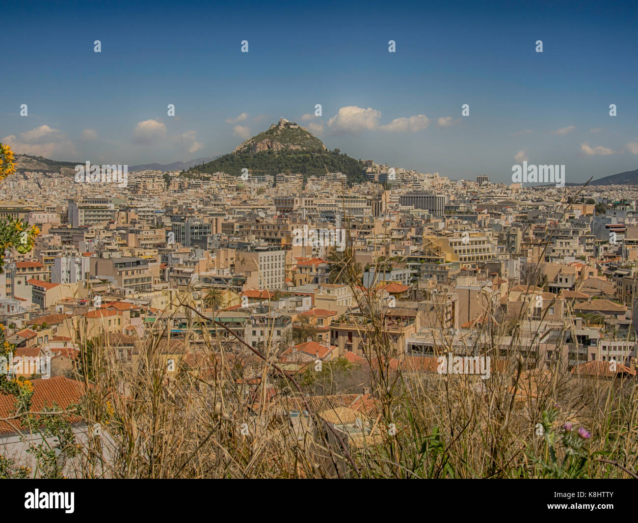 Athens, Greece - April 03, 2015: Athens - a view of the urban area ...