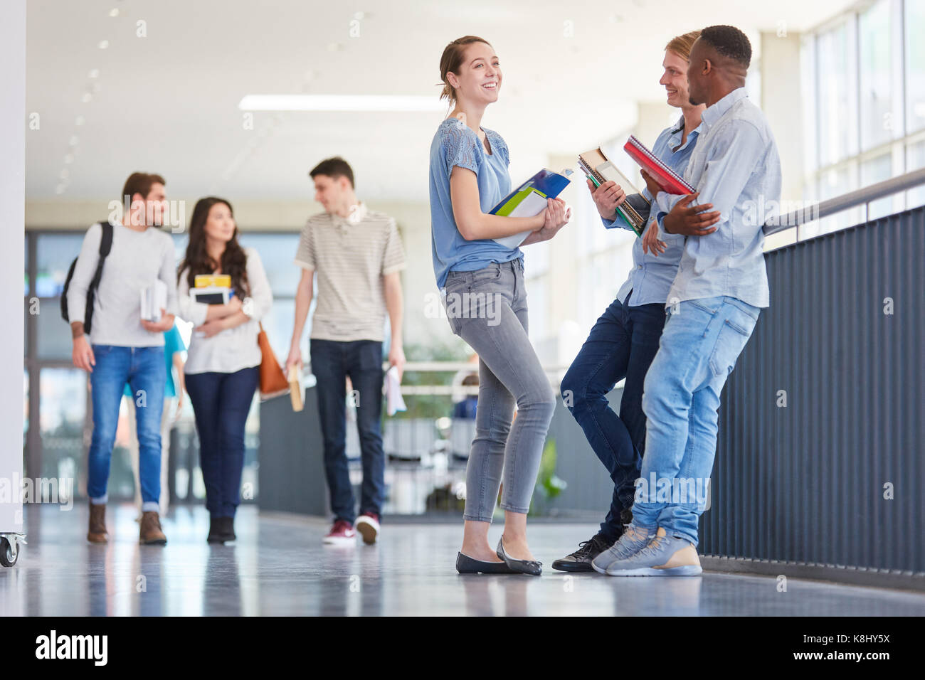 Students or pupils in a break at school Stock Photo - Alamy