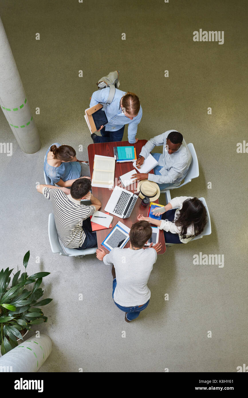 Students as team in a meeting discussing in teamwork in university ...