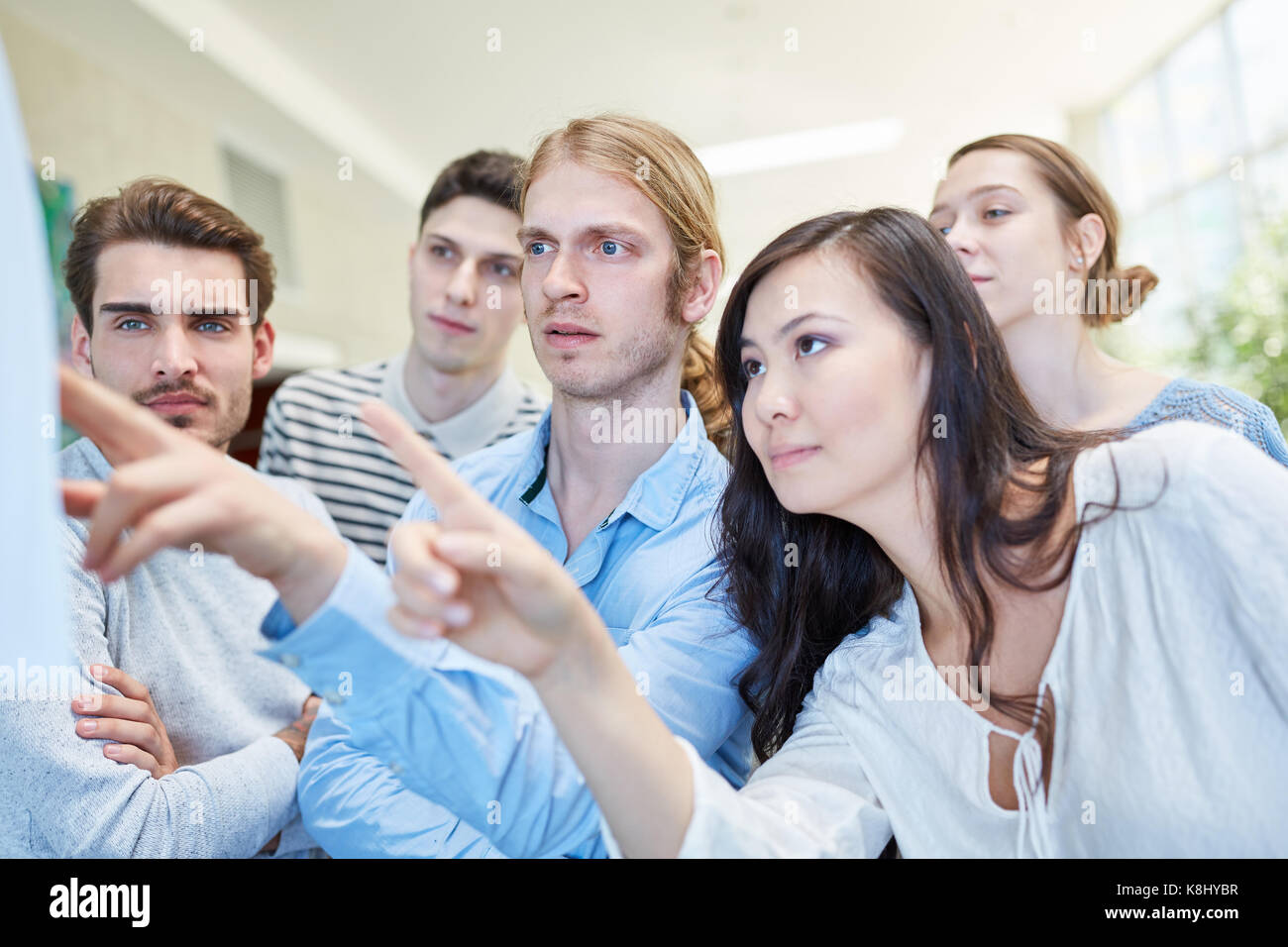 Students check university test evaluation grades performance Stock ...