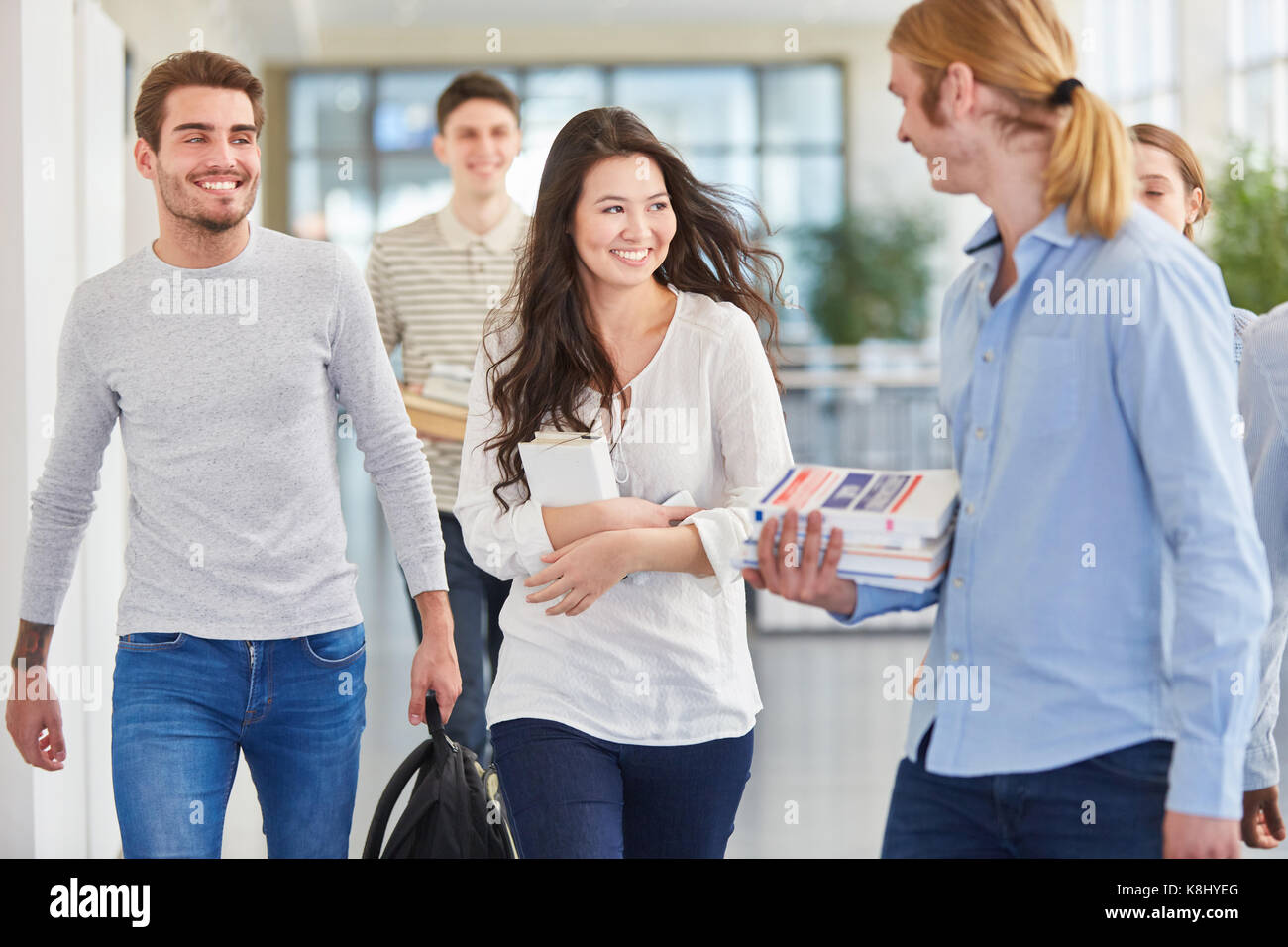 Successful team of university students learn together in school Stock ...