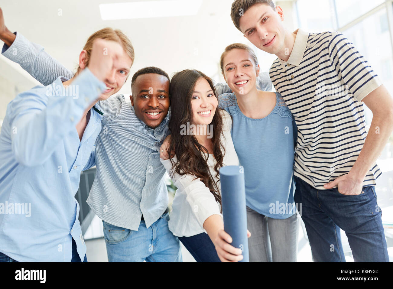 Group of students happy about university exam results Stock Photo - Alamy