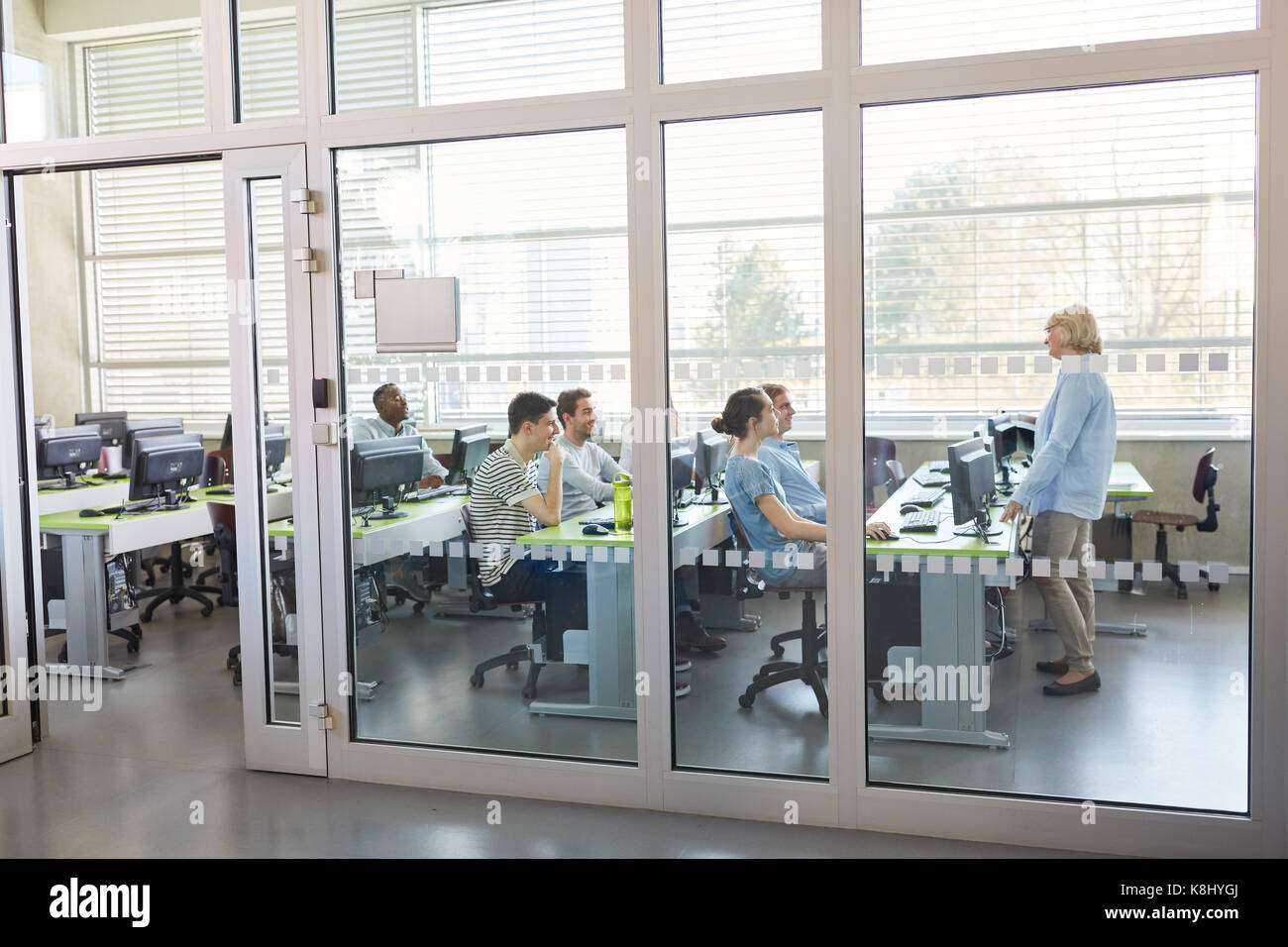 Teacher in computer course at university of applied sciences Stock ...