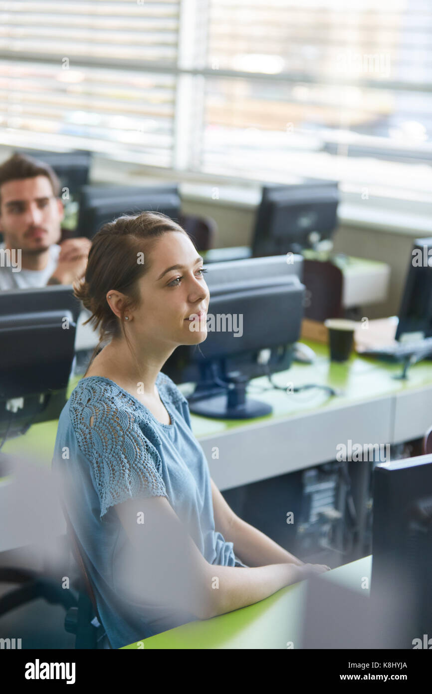 Woman in computer course at university learn about IT Stock Photo - Alamy