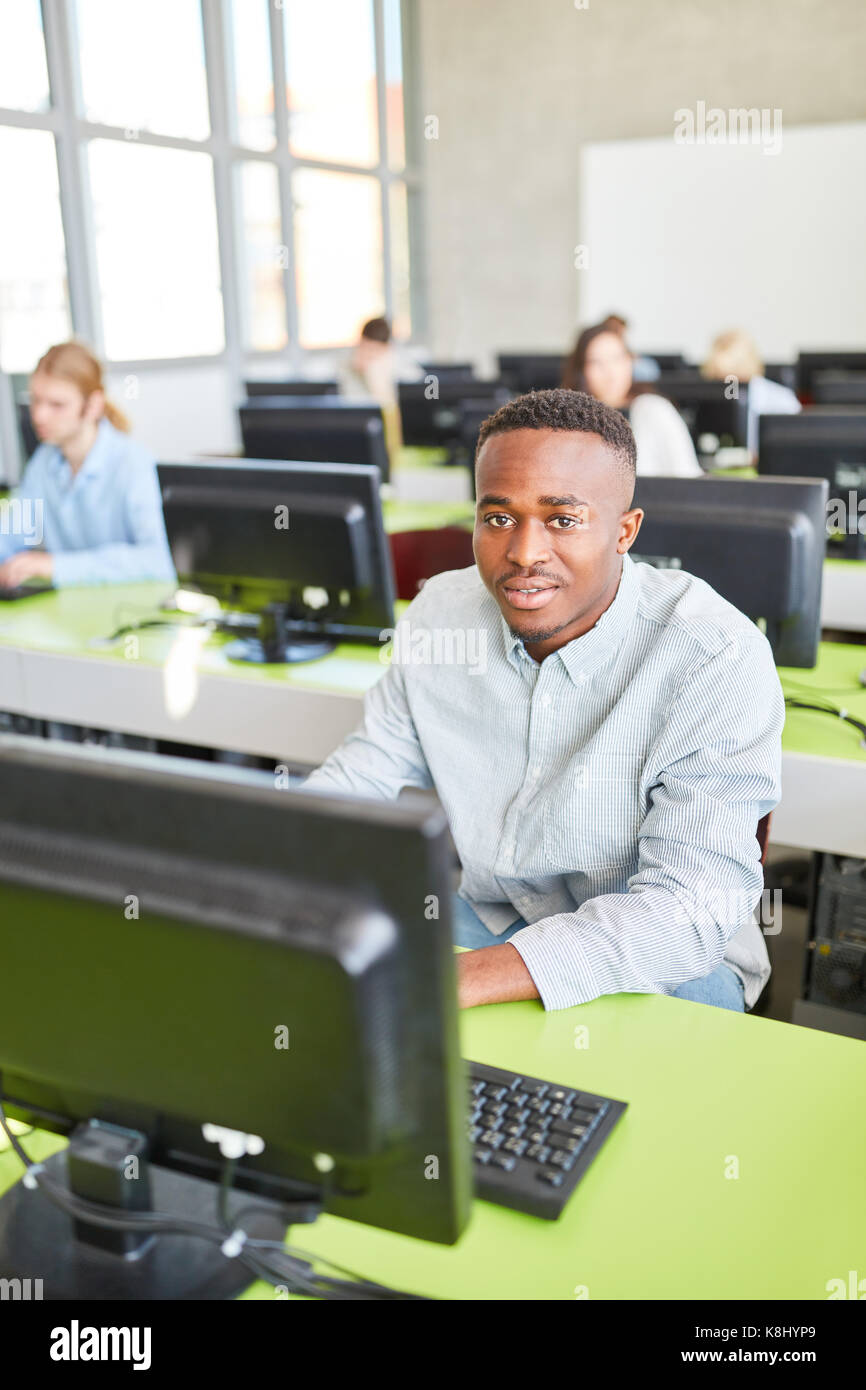African student in computer training and e-learning in university Stock ...