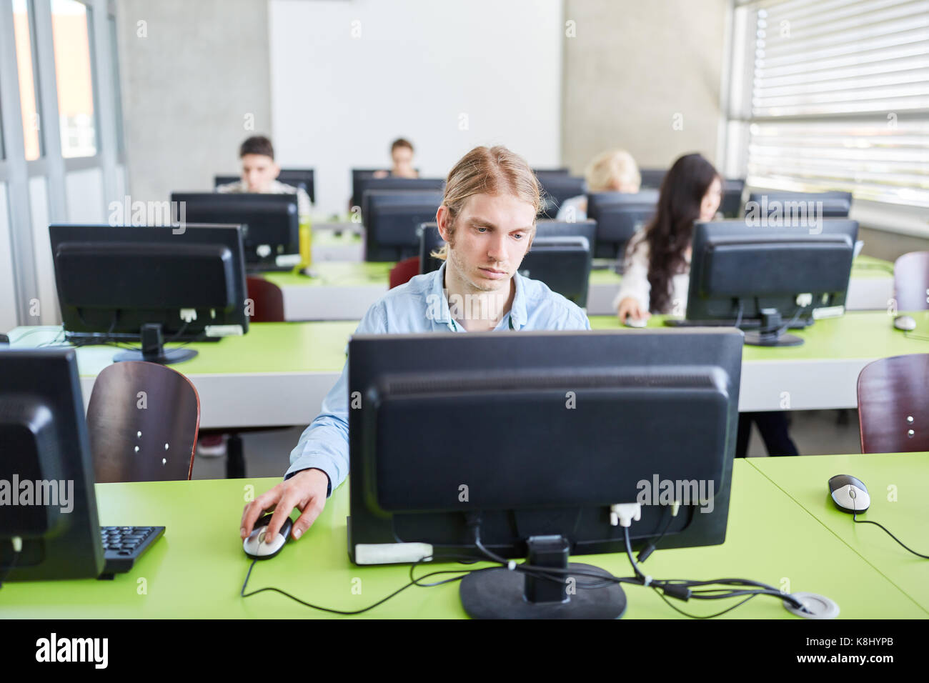 IT student in computer course training at university classroom Stock ...