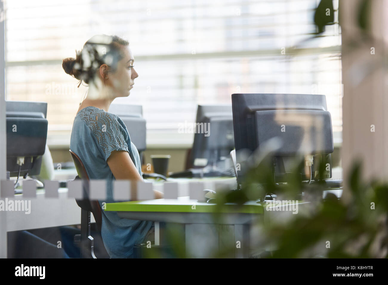 Woman as student in computer course at university Stock Photo - Alamy