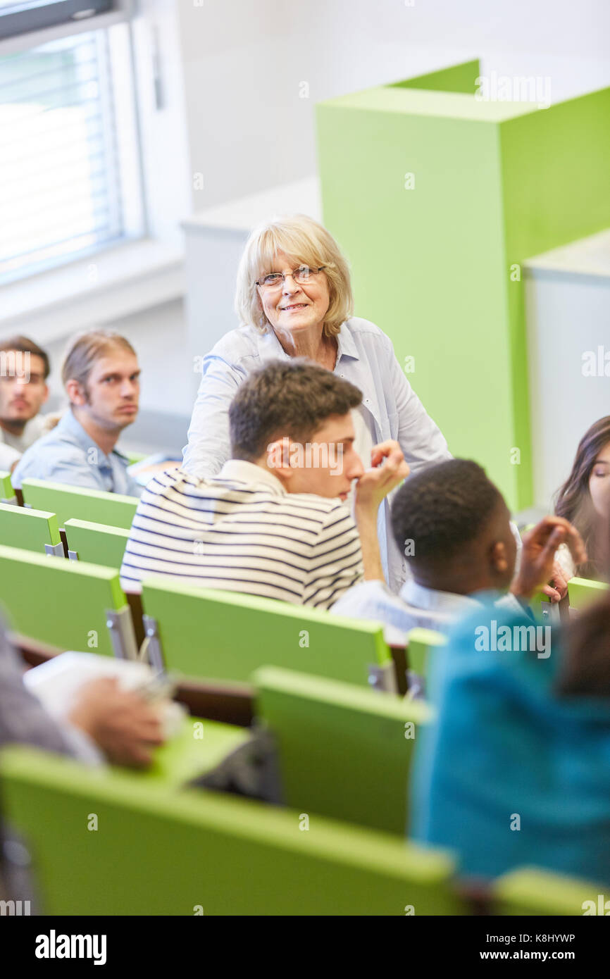 University seminar with teacher and students in lecture hall Stock ...