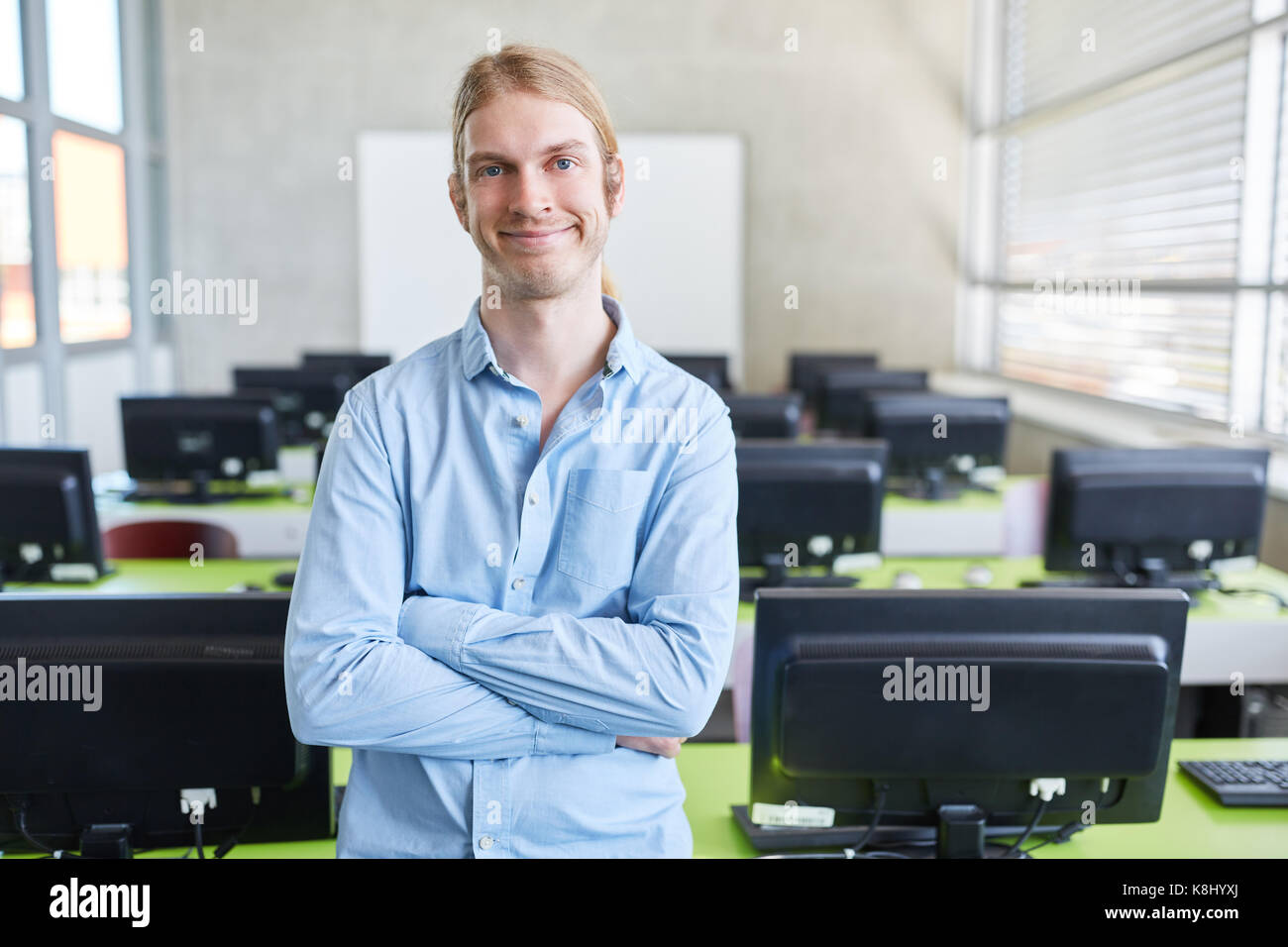 Young student in computer seminar with PC in university Stock Photo - Alamy