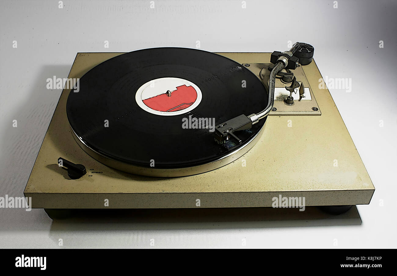 Turntable with disc Cartoon Stock Photo - Alamy