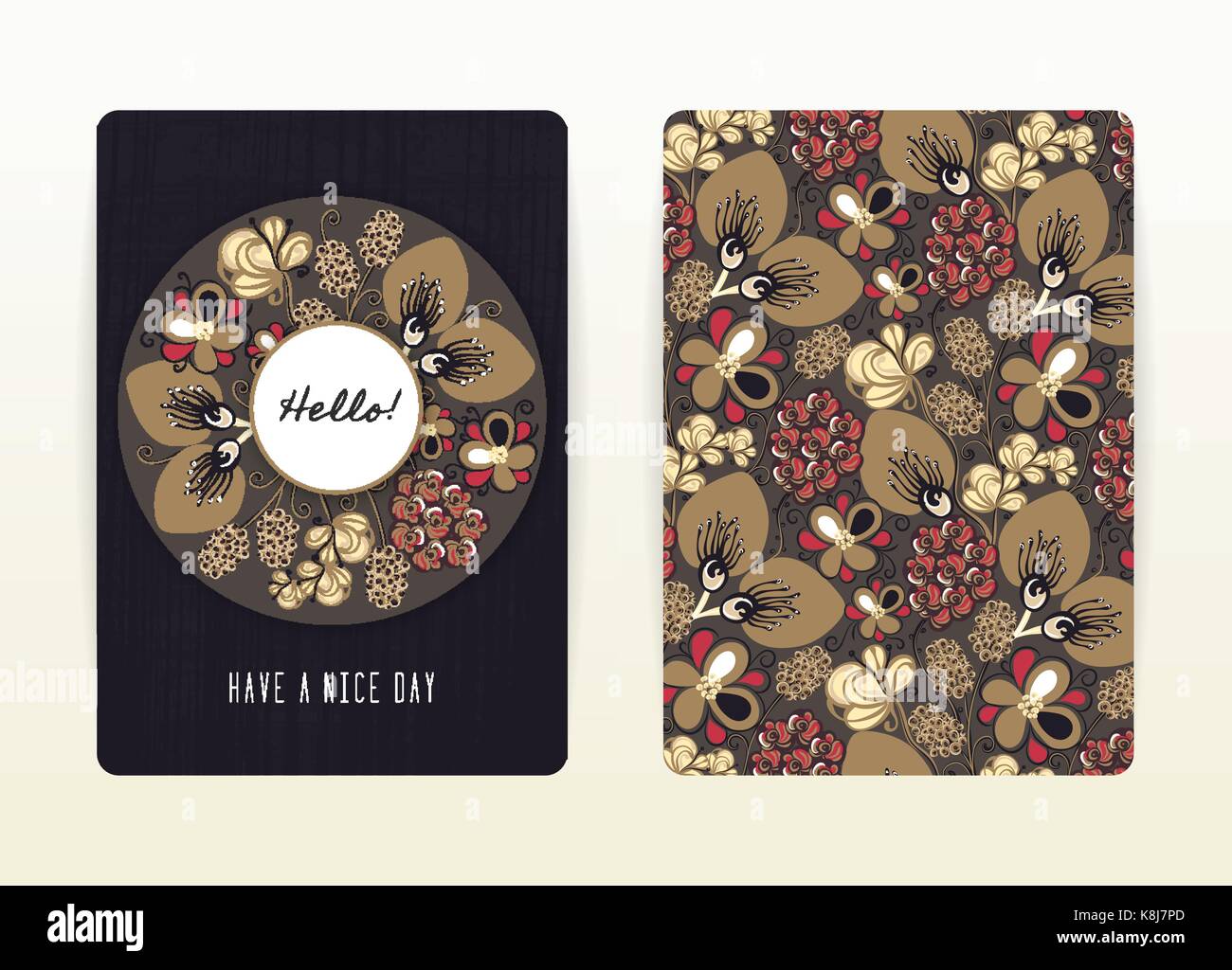 Cover design with floral pattern. Hand drawn creative flowers. Colorful ...