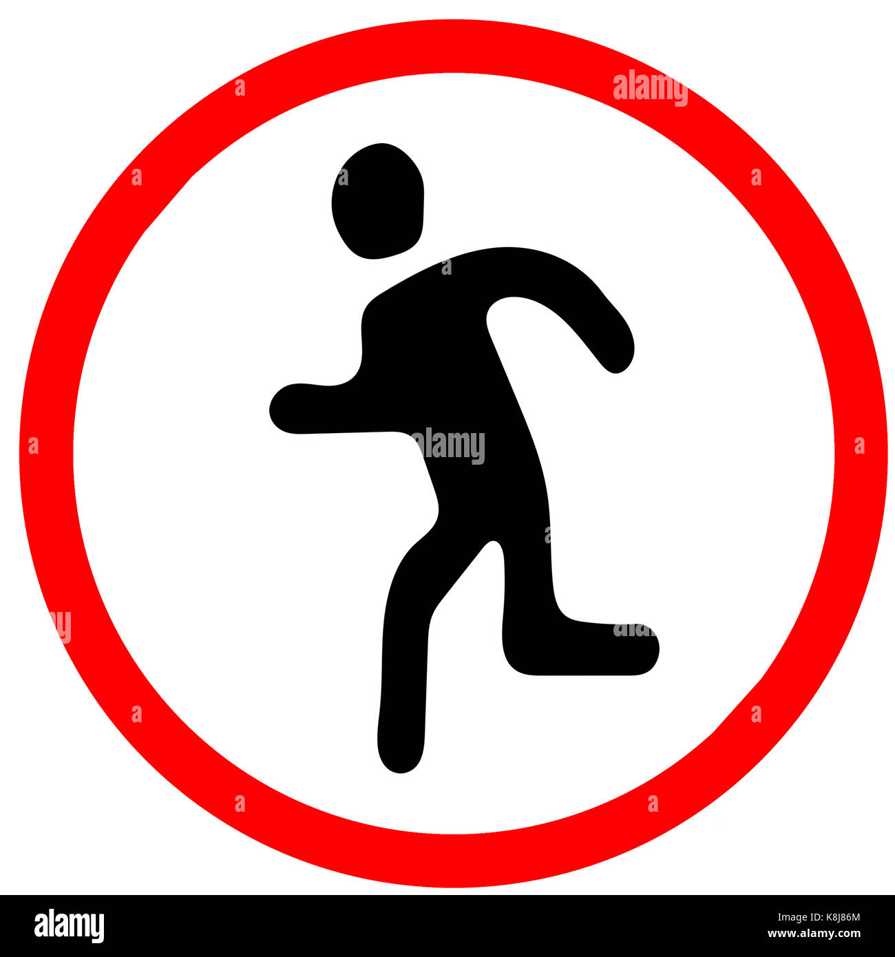 run away escape.Red prohibition warning symbol sign on white background ...