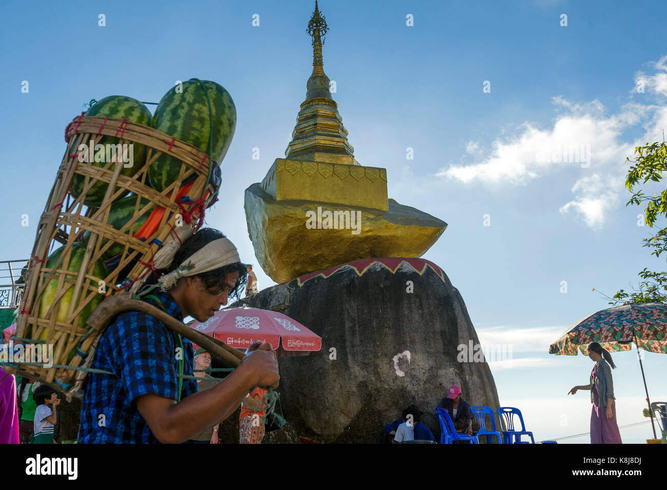 Myanmar (formerly Burma). Kyaiktiyo. State Mon. Sacred site of the ...