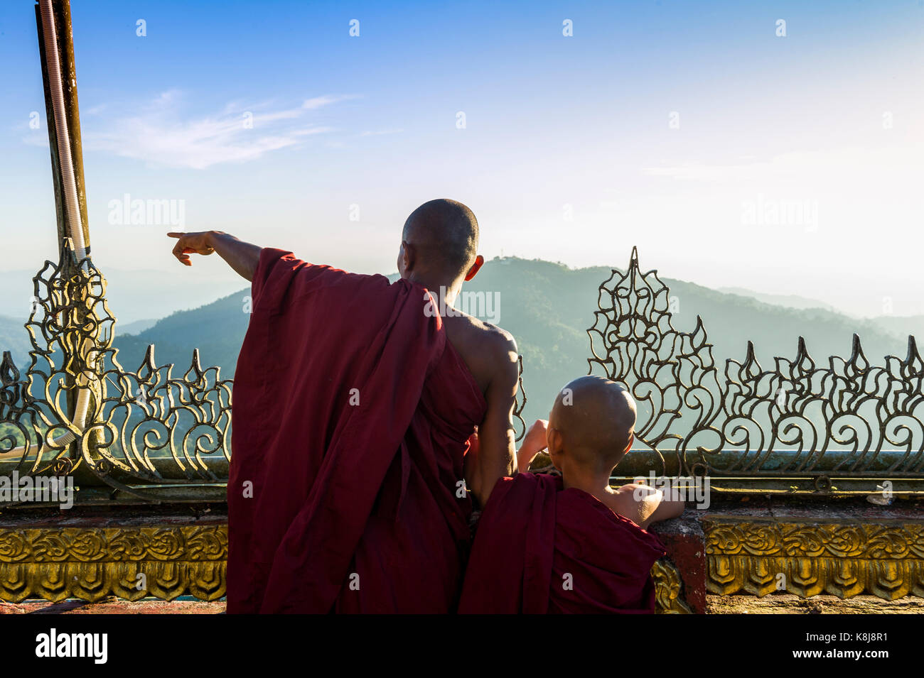 Myanmar (formerly Burma). Kyaiktiyo. State Mon. Novice at yhe sacred ...