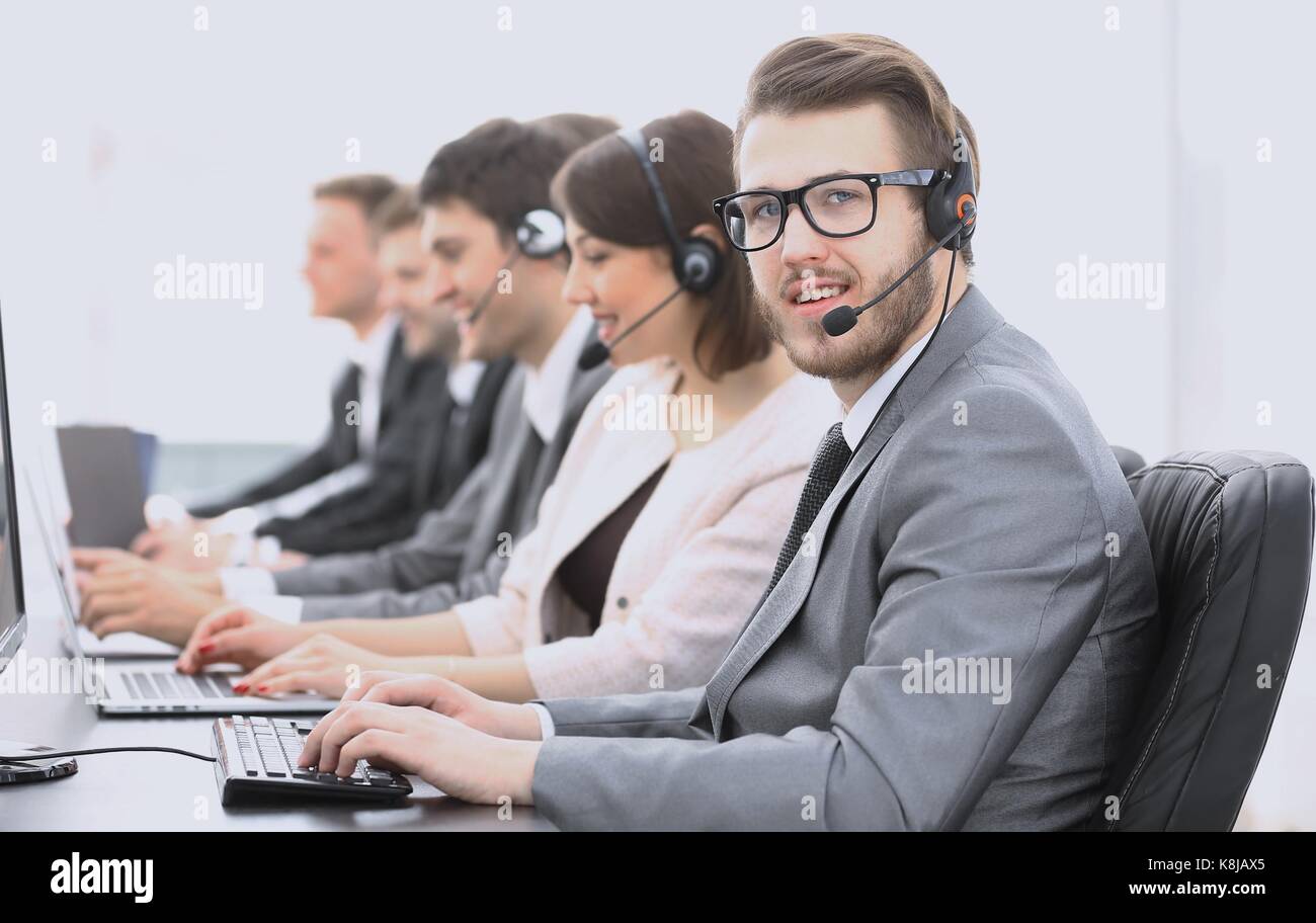 operator call center with colleagues sitting at the workplace Stock ...