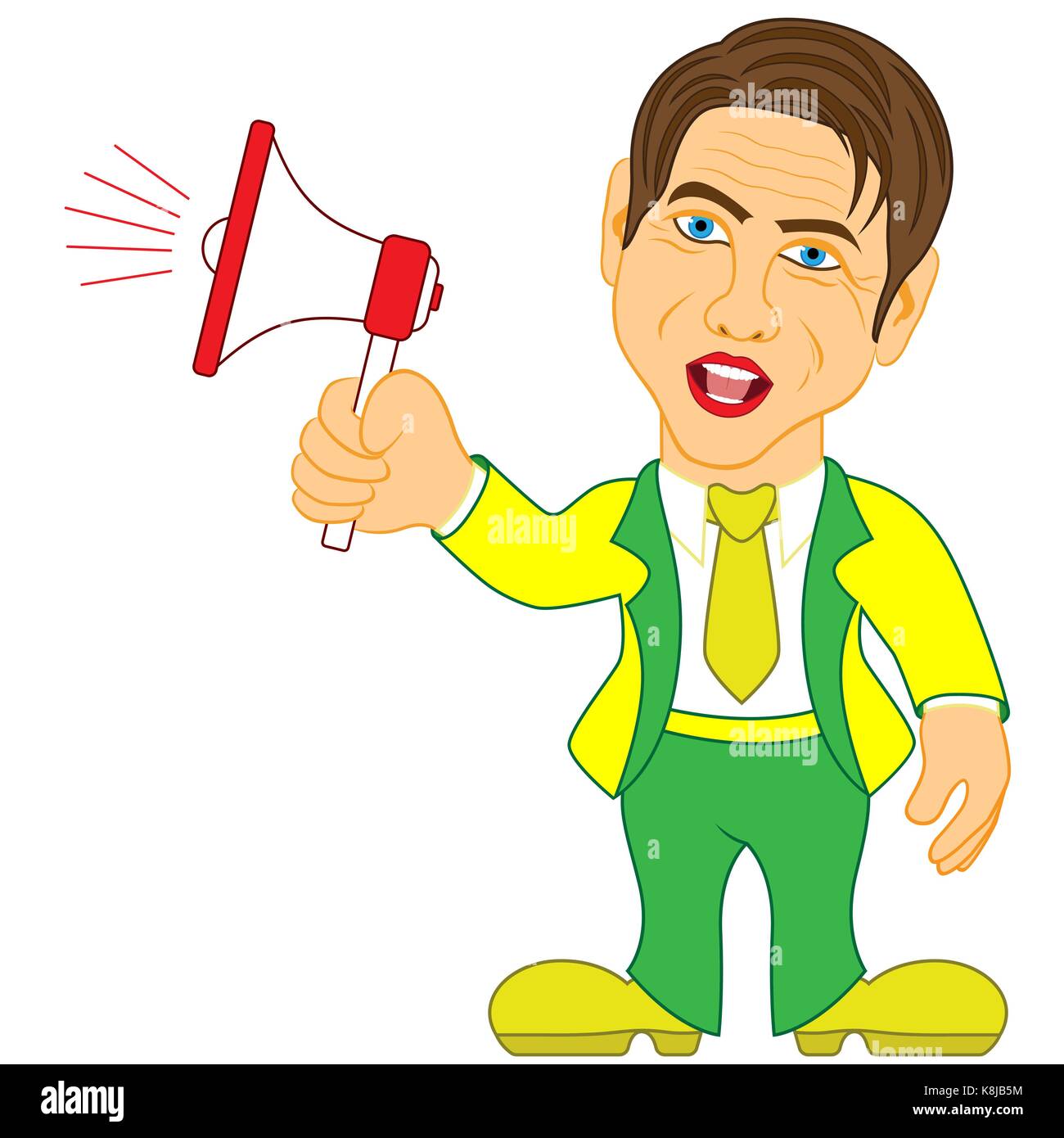 Man holding a megaphone and call through it, advertising concept ...