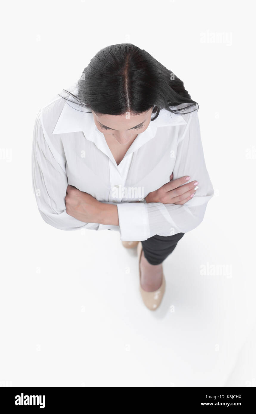 view from above. young business woman looking forward Stock Photo - Alamy
