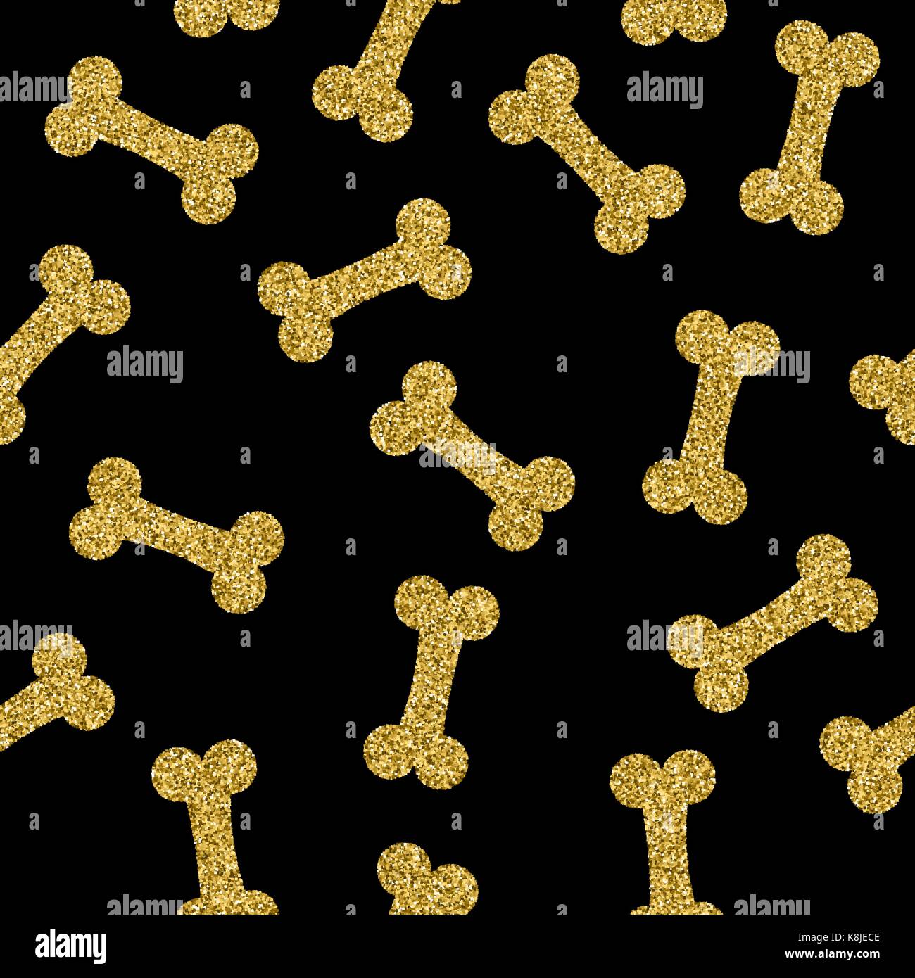 Gold bone seamless pattern, dog pet food background in luxury golden ...