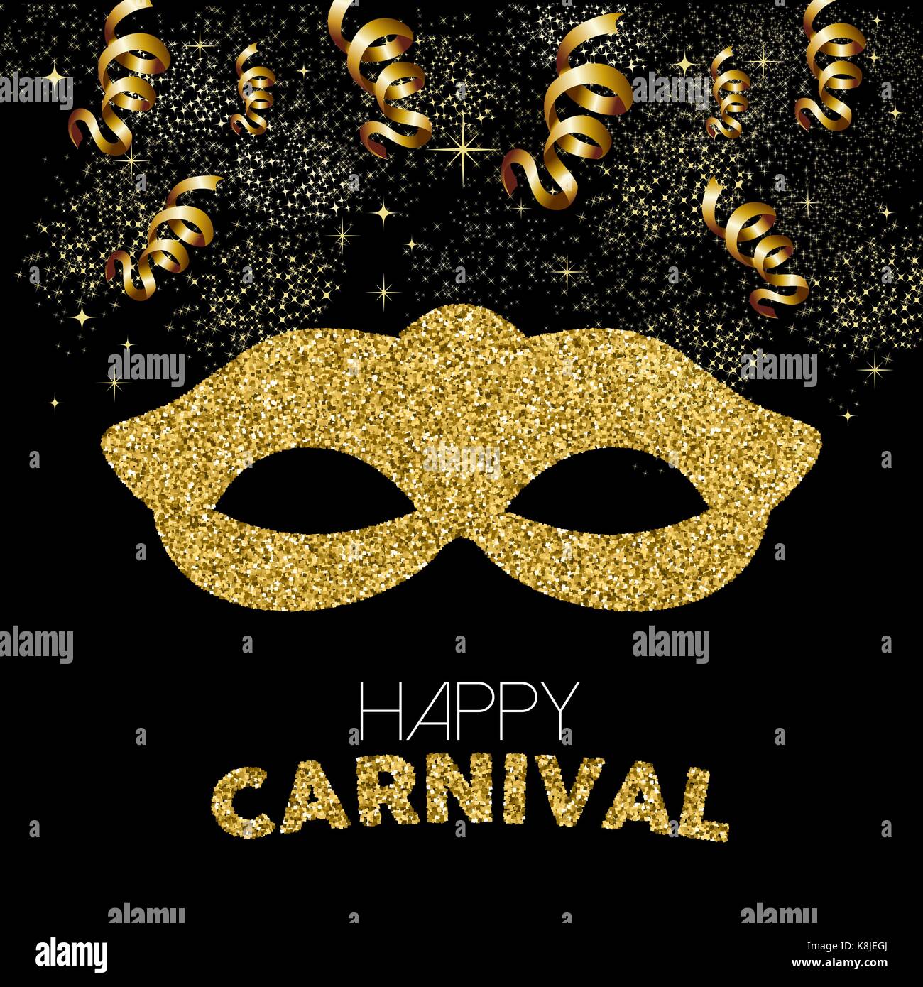 Gold carnival celebration design. Costume mask made of golden glitter ...