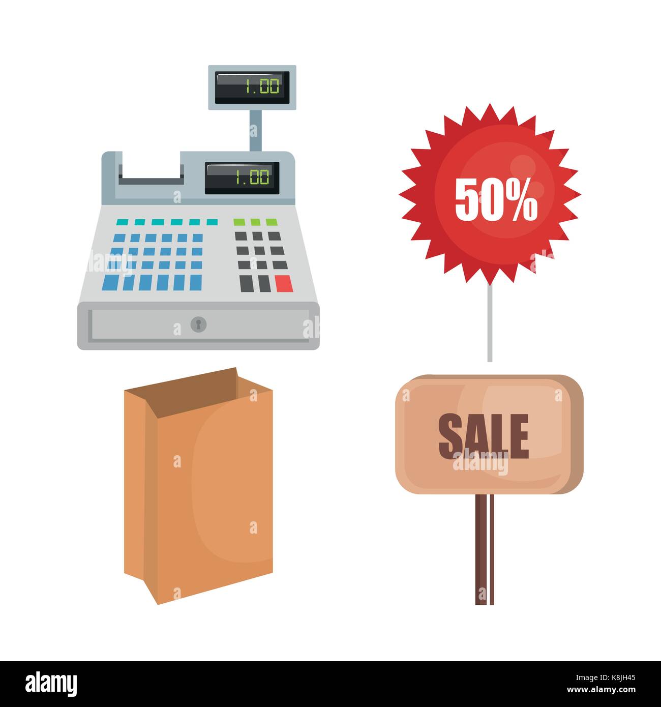 supermarket cash register with products vector illustration design ...
