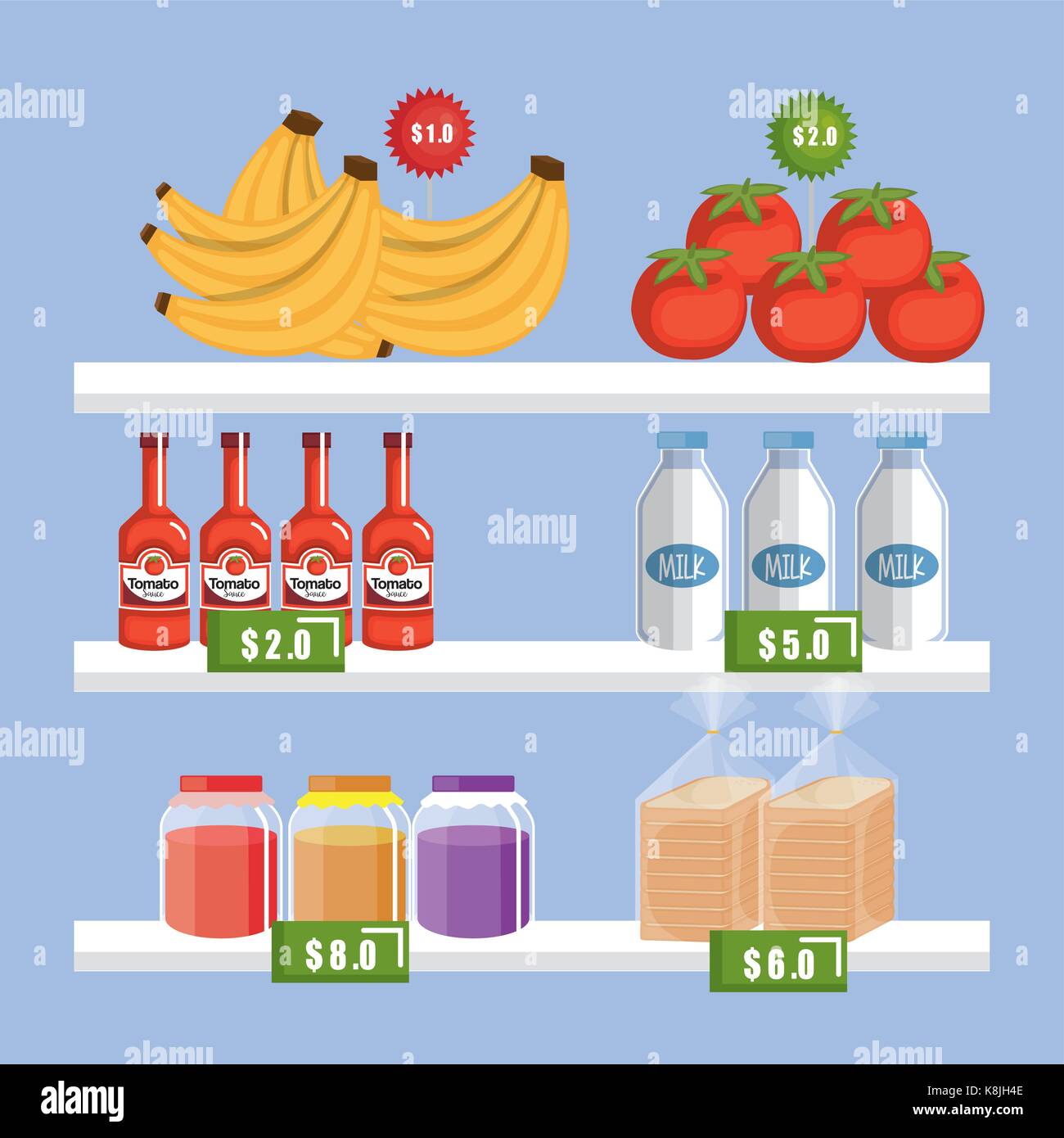 supermarket shelf with products vector illustration design Stock Vector ...