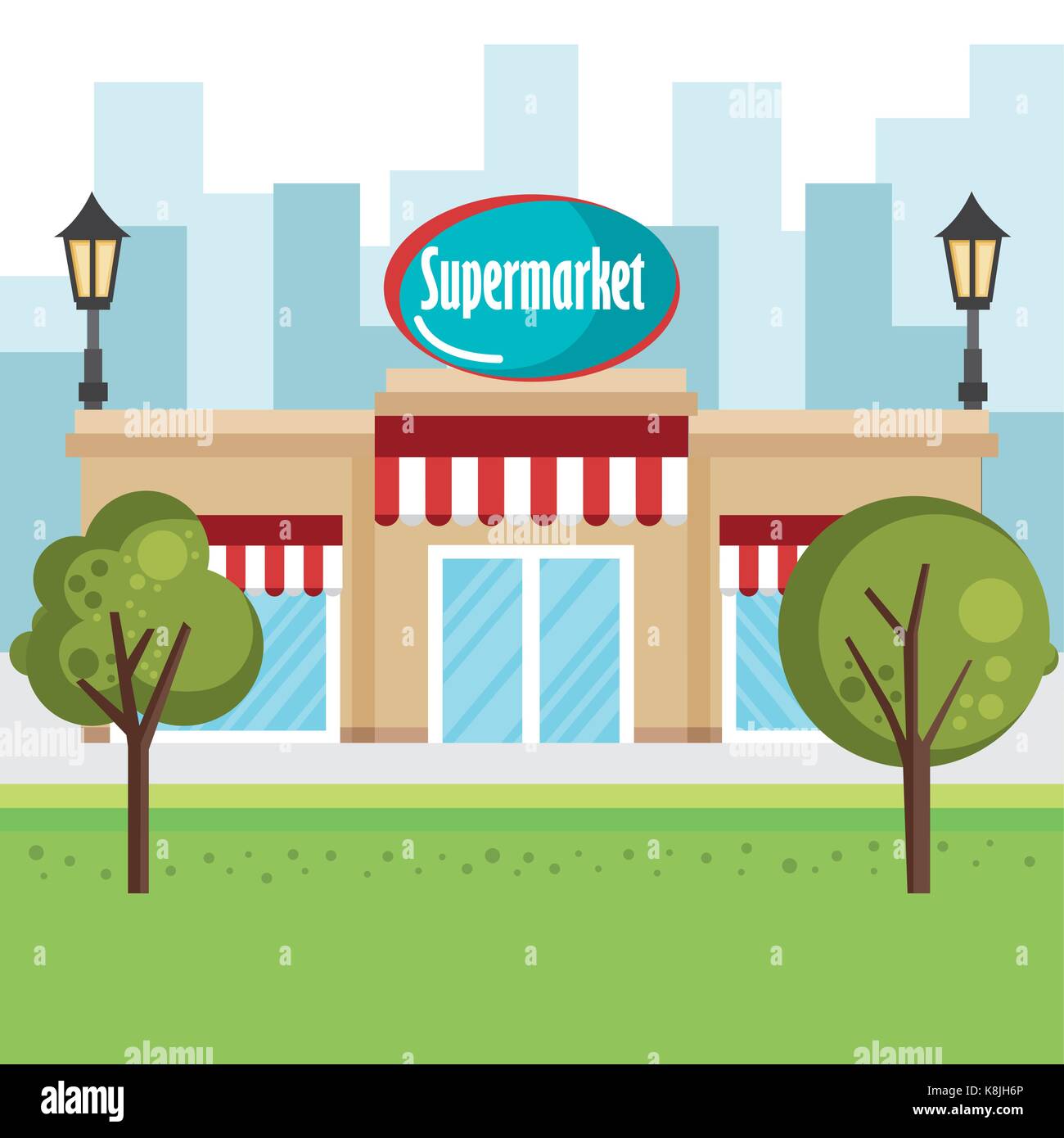 supermarket building scene icon vector illustration design Stock Vector ...