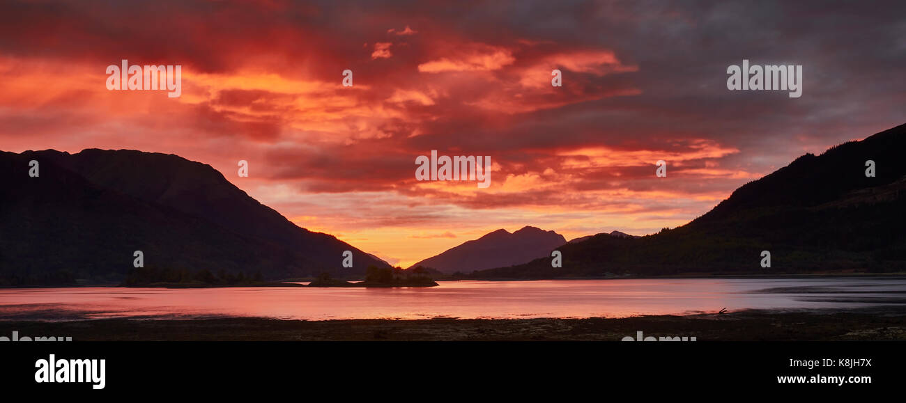 Sunset over loch Leven Scotland, Great Britain, United Kingdom, UK ...