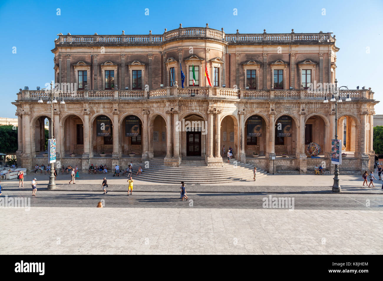 Noto, (Sicily, Ragusa, Italy) Ducezio palace Stock Photo - Alamy