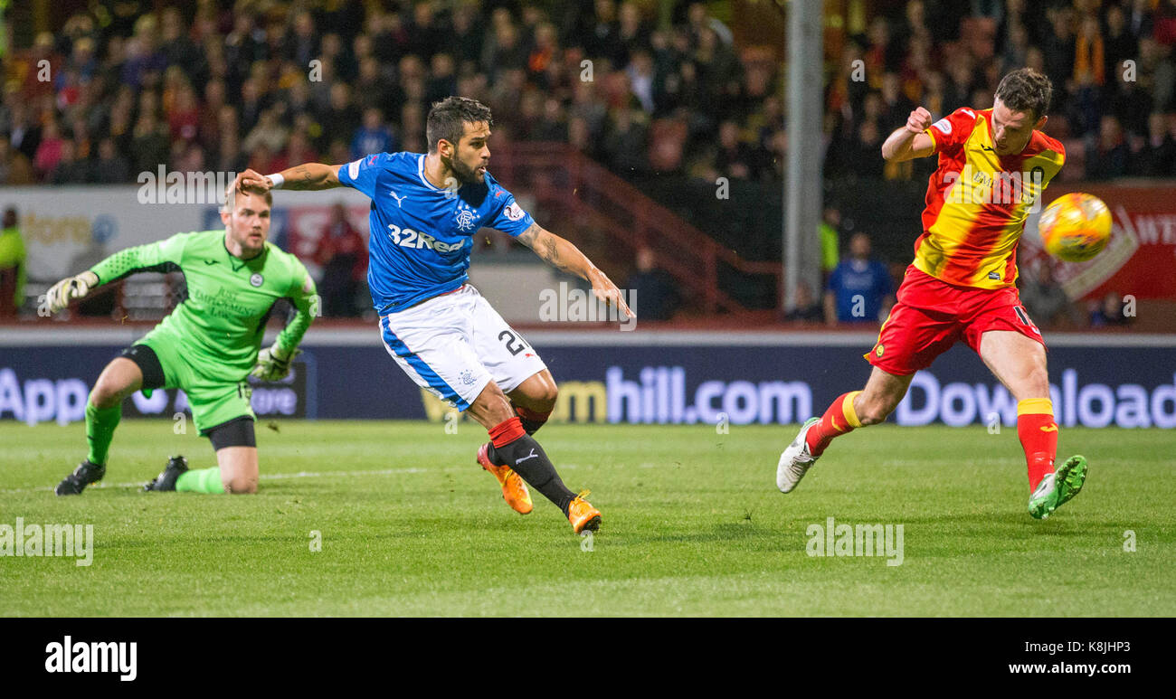 Rangers Daniel Candeias misses an open goal during the Betfred Cup ...