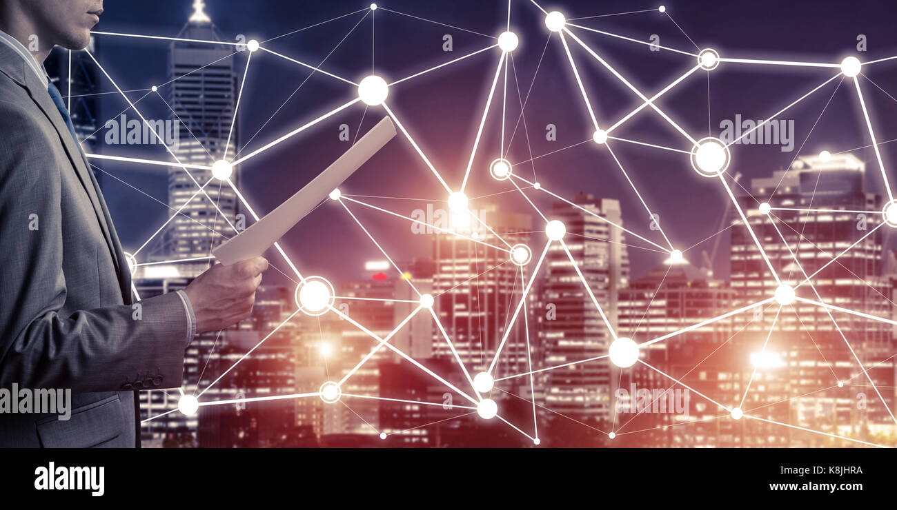 Concept of modern business networking that connect and cooperate Stock ...