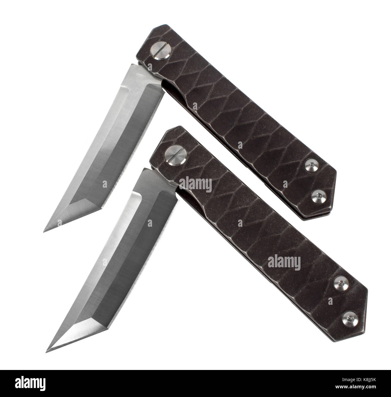 two foldable very sharp pocket knife with tanto blade in a Japanese ...