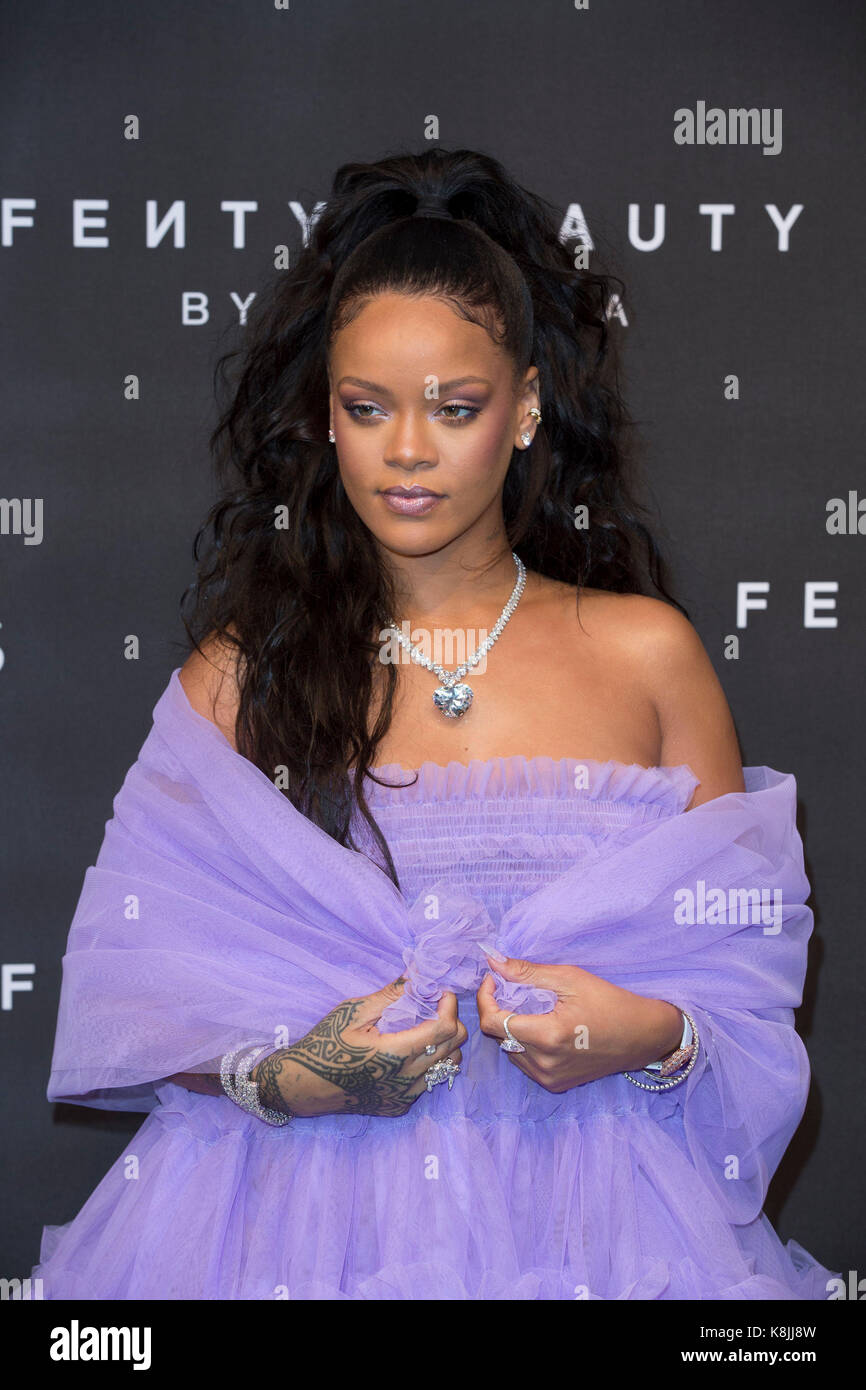 Rihanna arrives at the Fenty Beauty by Rihanna launch party at Harvey ...