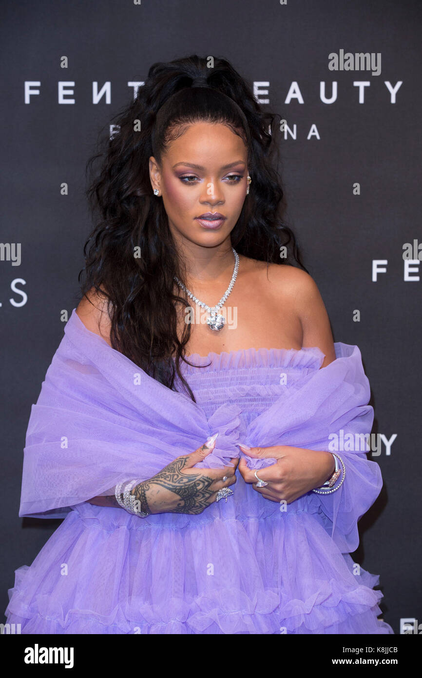 Rihanna arrives at the Fenty Beauty by Rihanna launch party at Harvey ...