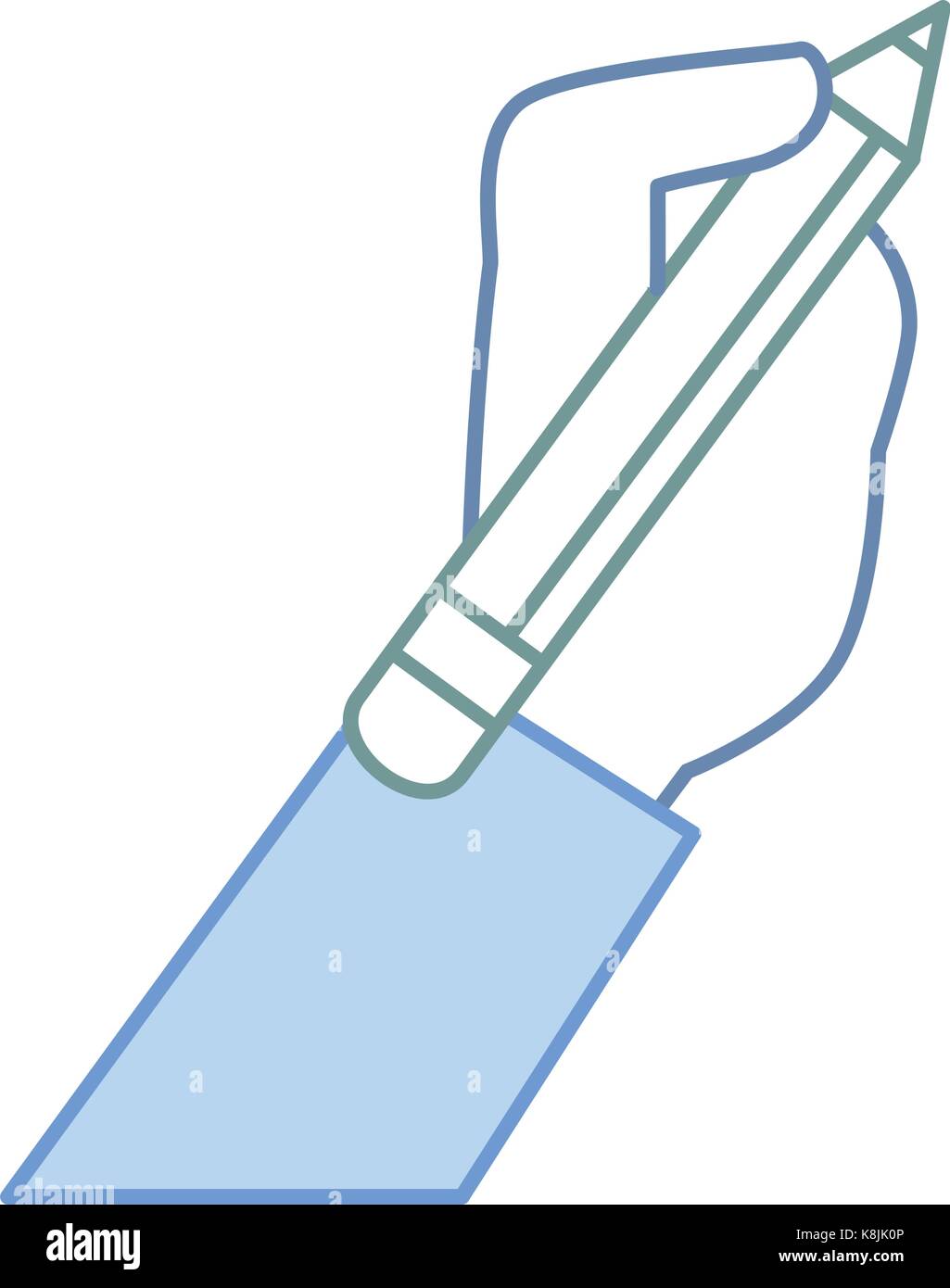 hand human with pencil writing isolated icon Stock Vector Image & Art ...