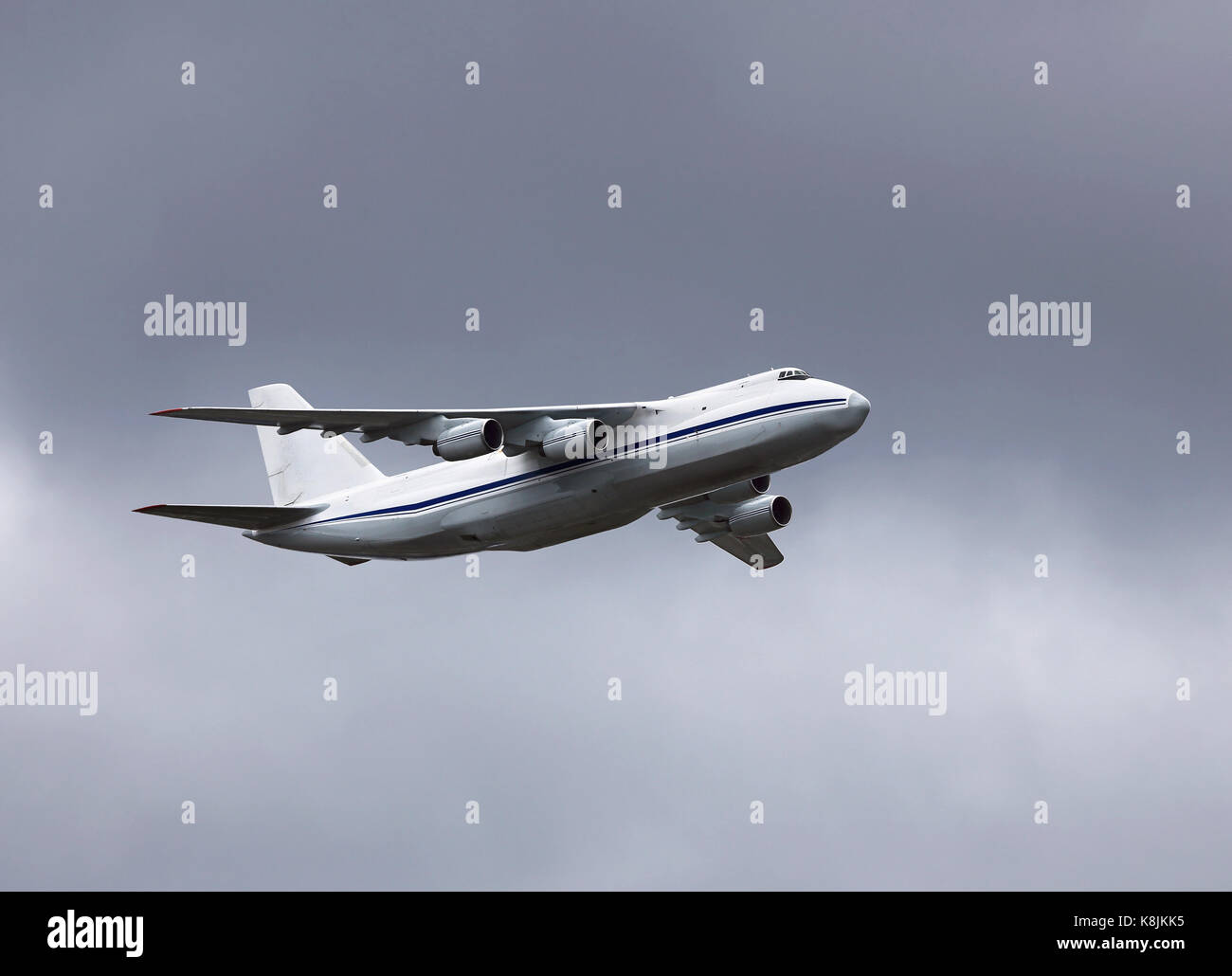 Heavy military transport aircraft An 124 flight at a high altitude ...